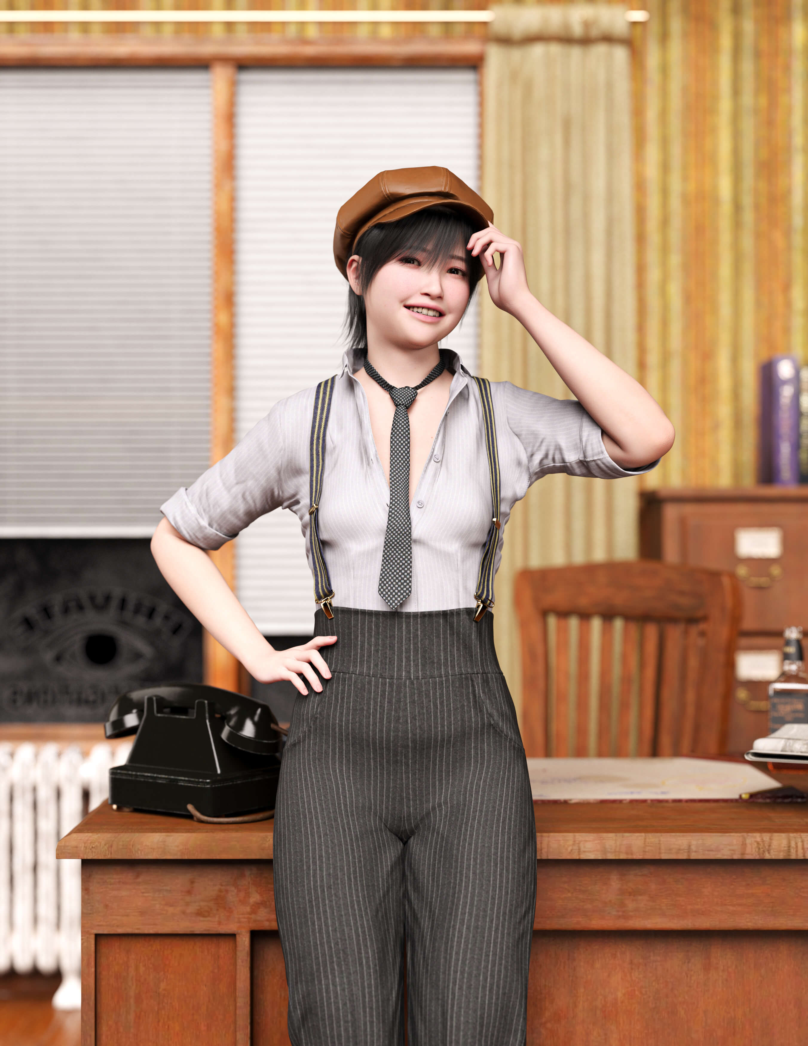 Private Detective Jiyun 3D Render, Digital Art by LambdaX