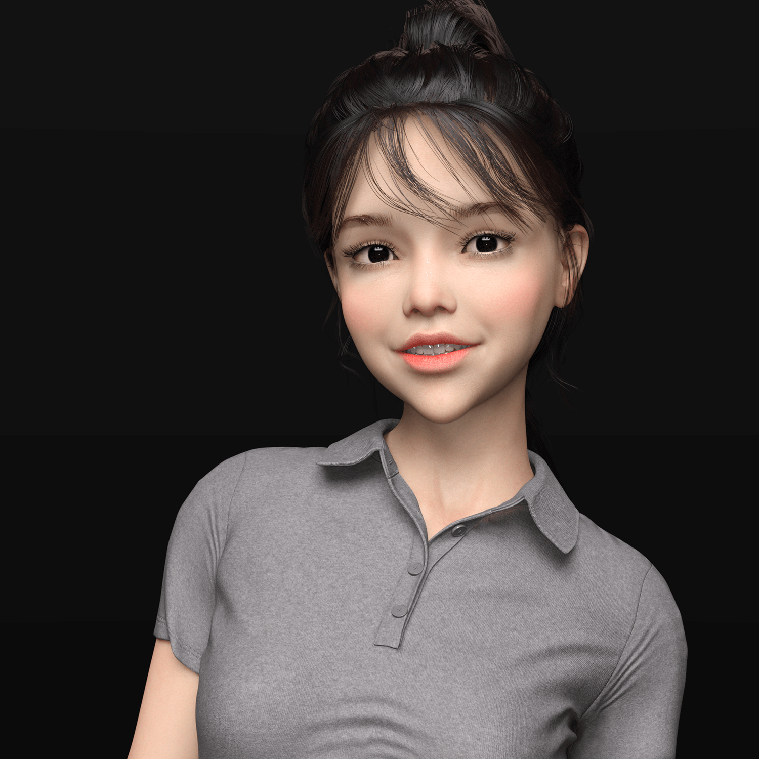 Smile Open Full Face 3D Render, Digital Art by LambdaX