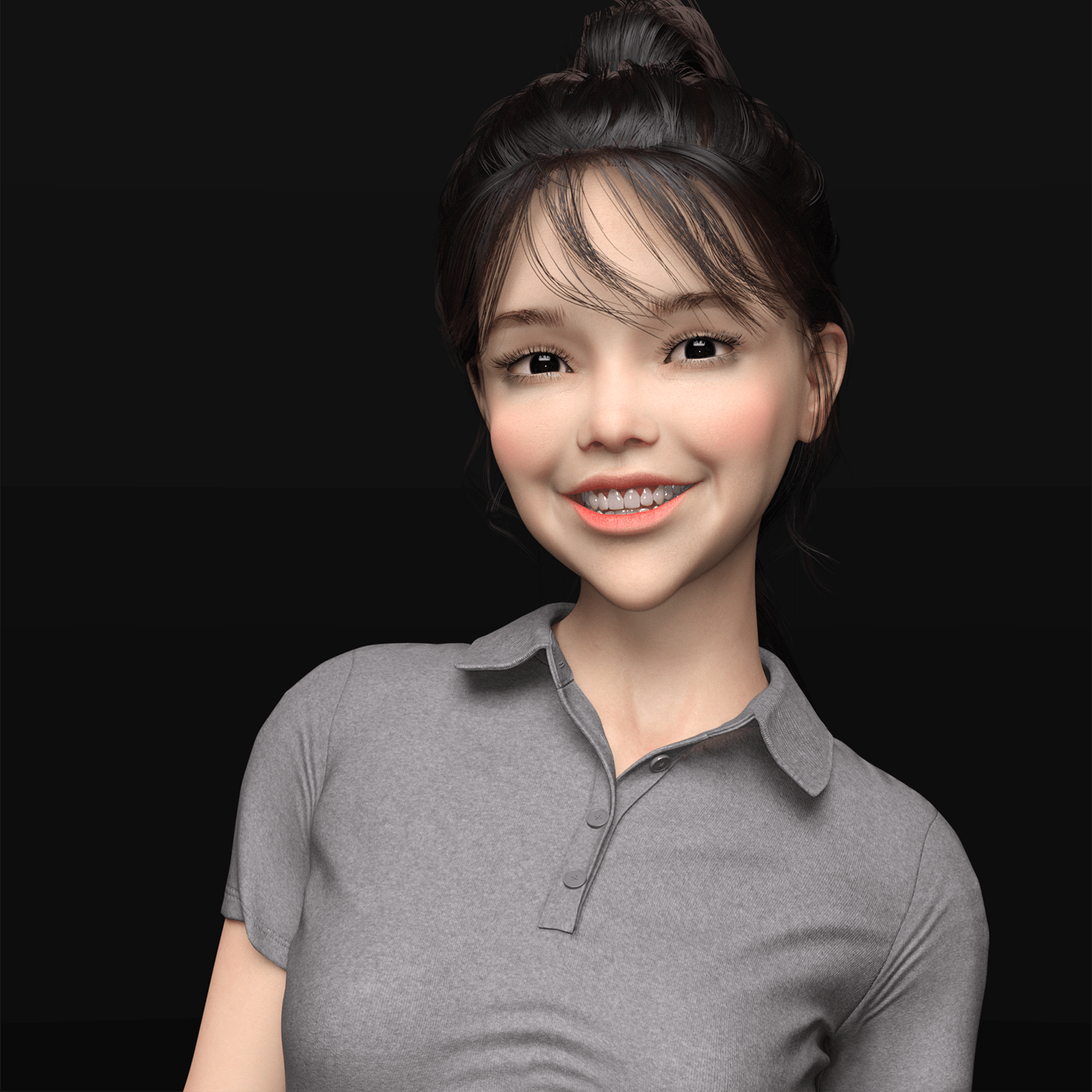 Smile Open Full Face 3D Render, Digital Art by LambdaX