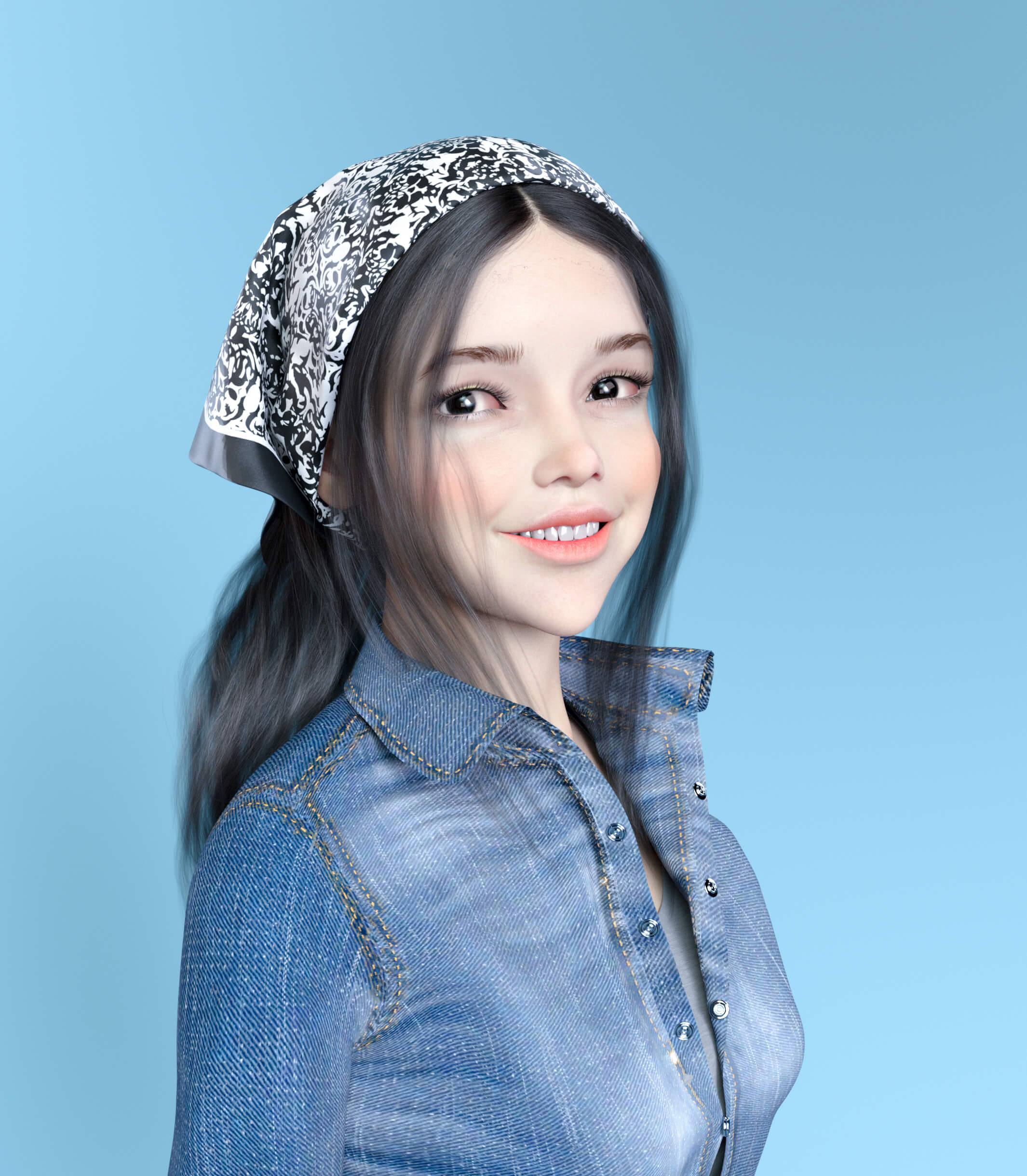 Smiling Joy Portrait 3D Render, Digital Art by LambdaX