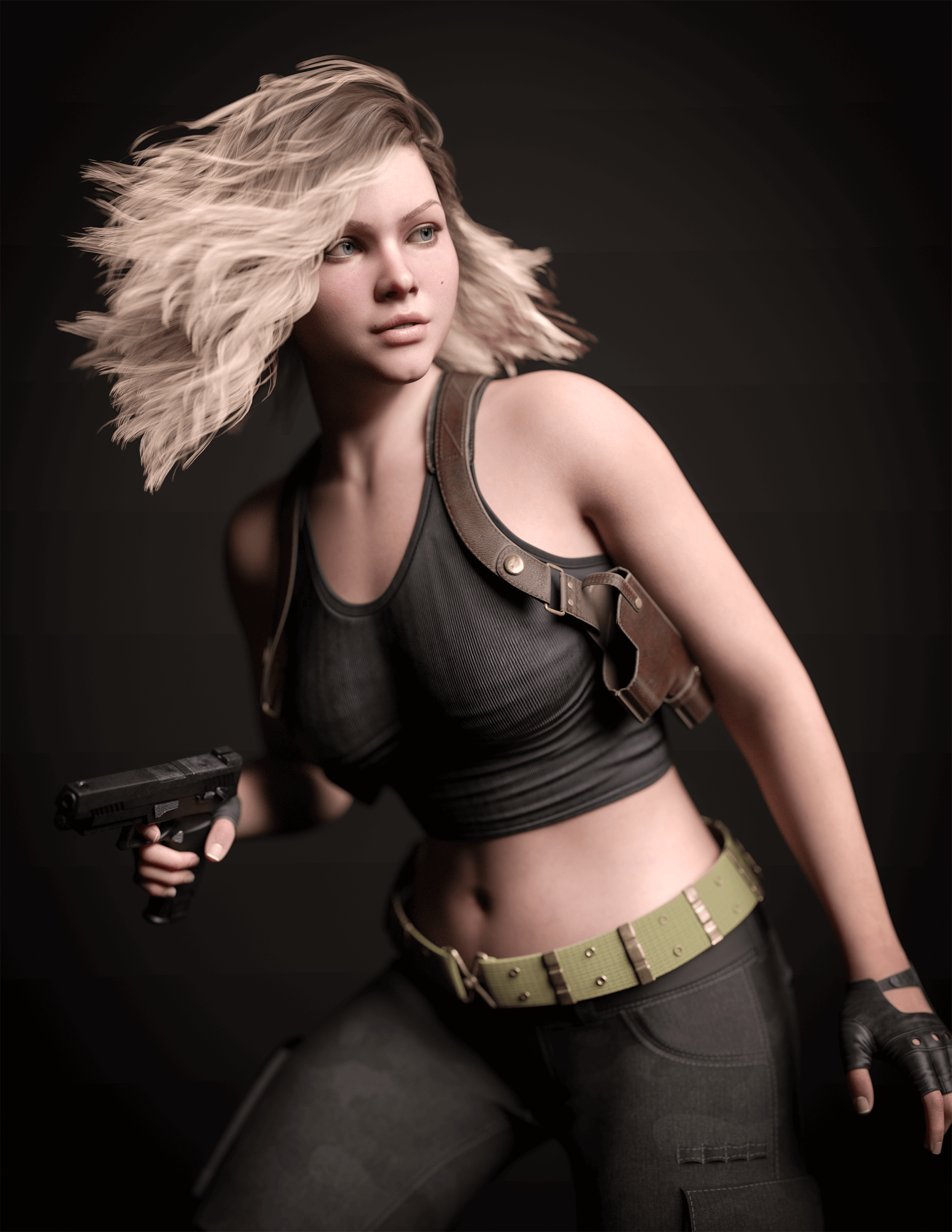 Sveta With A Gun 3D Render, Digital Art by LambdaX