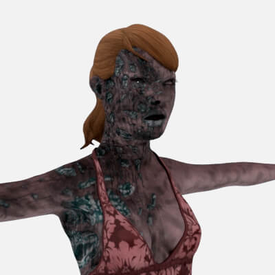 laos Black Female Zombie - 3D Model by LAOMUSIC ARTS