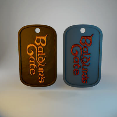 Baldurs Gate Dogtag Keychain - 3D Model by Last_Hawk