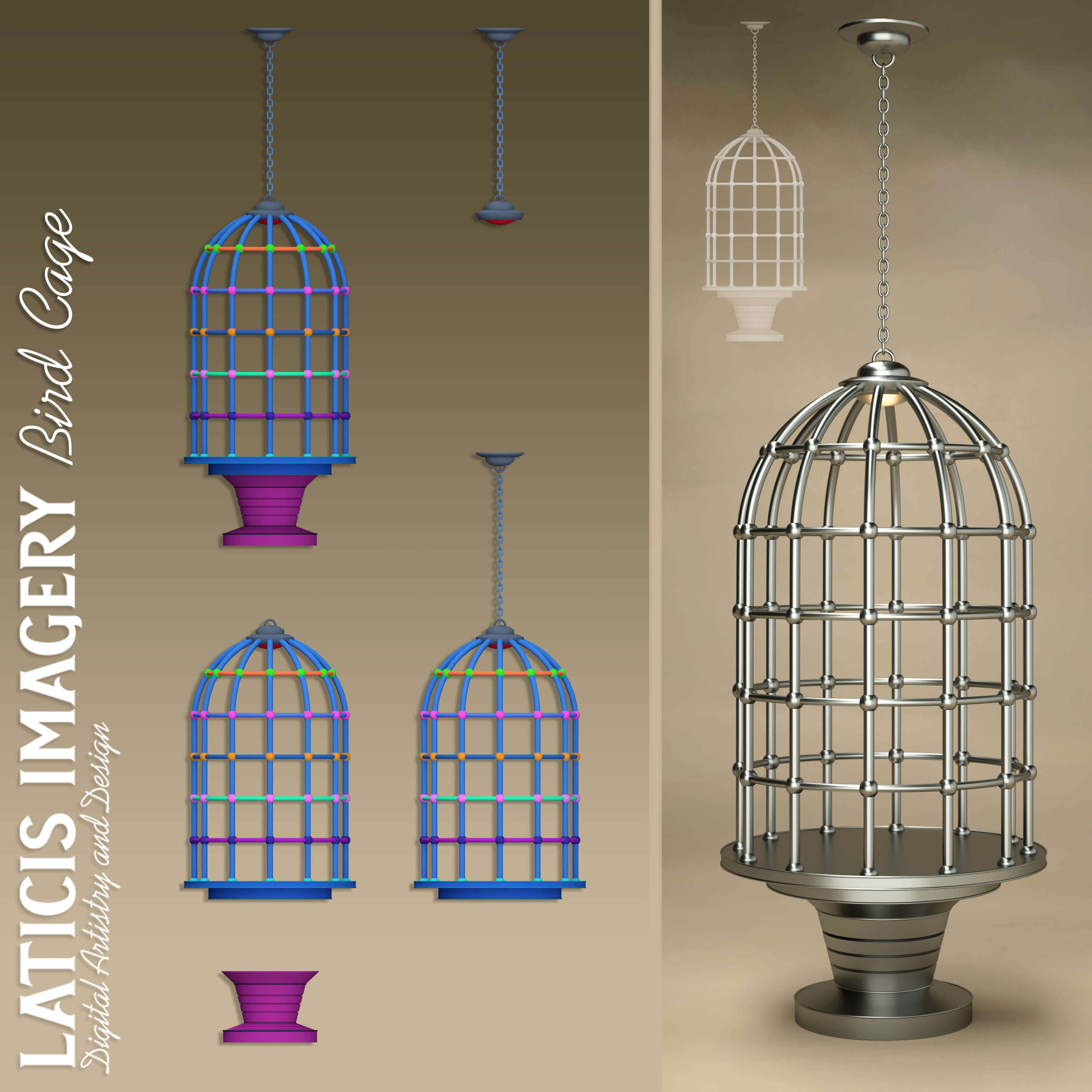 Li Bird Cage - Free 3D Model by Laticis