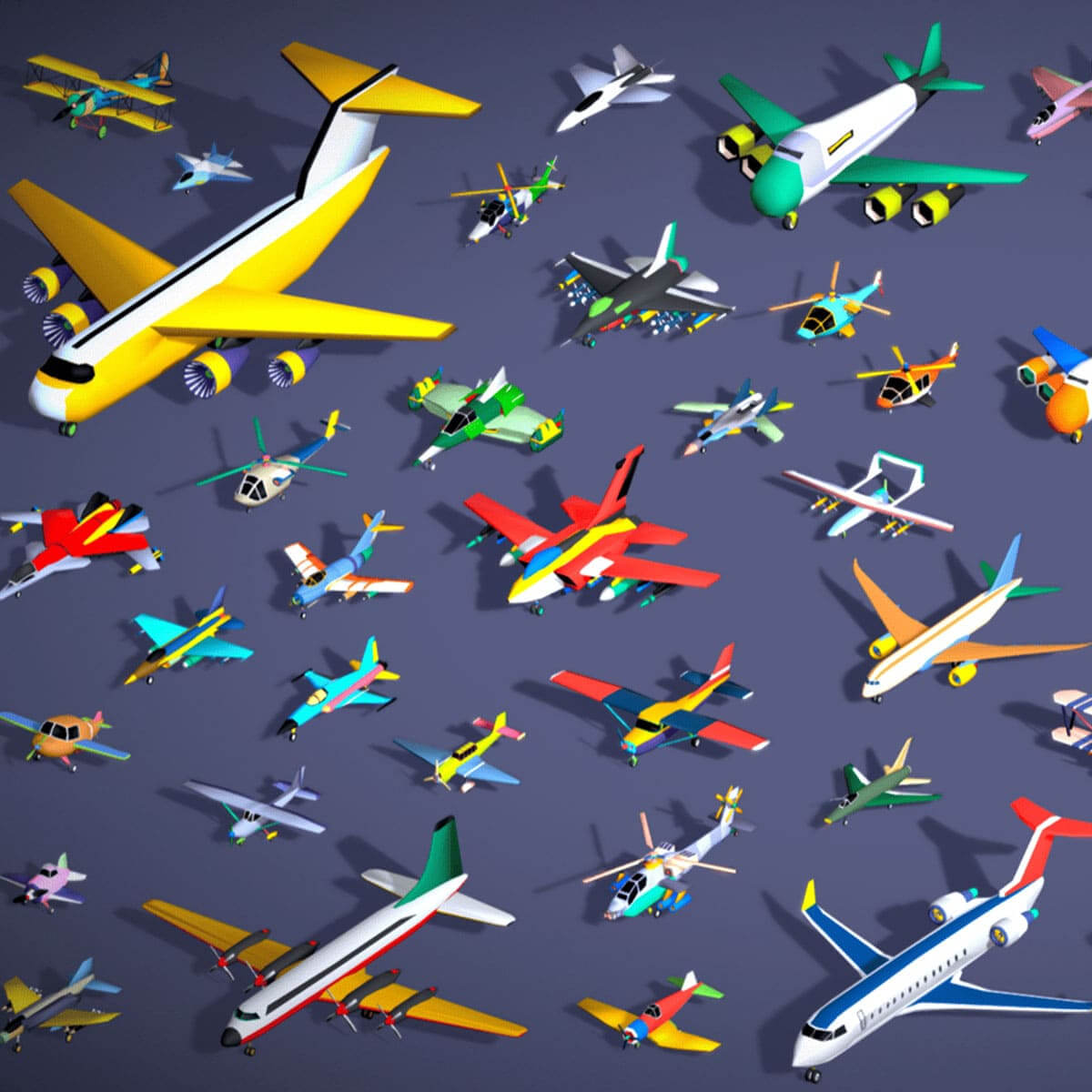 51 Stylized Low Poly Air Vehicles Mega Pack - Planes, Helicopters ...
