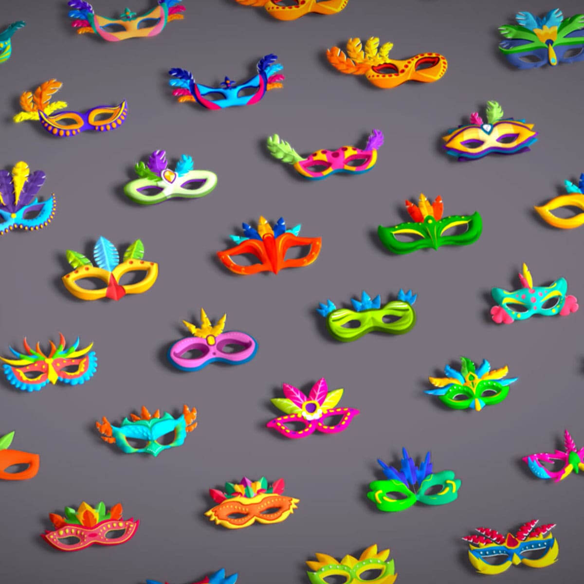 65+ Carnival Feather Mask Mega Pack - Kids Party Masks Pack