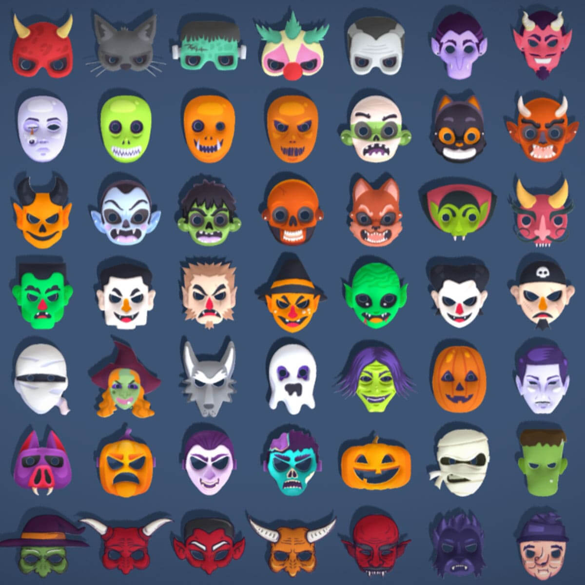 73 Halloween Masks Pack Toon Horror Ghosts Evil Fantasy Collection