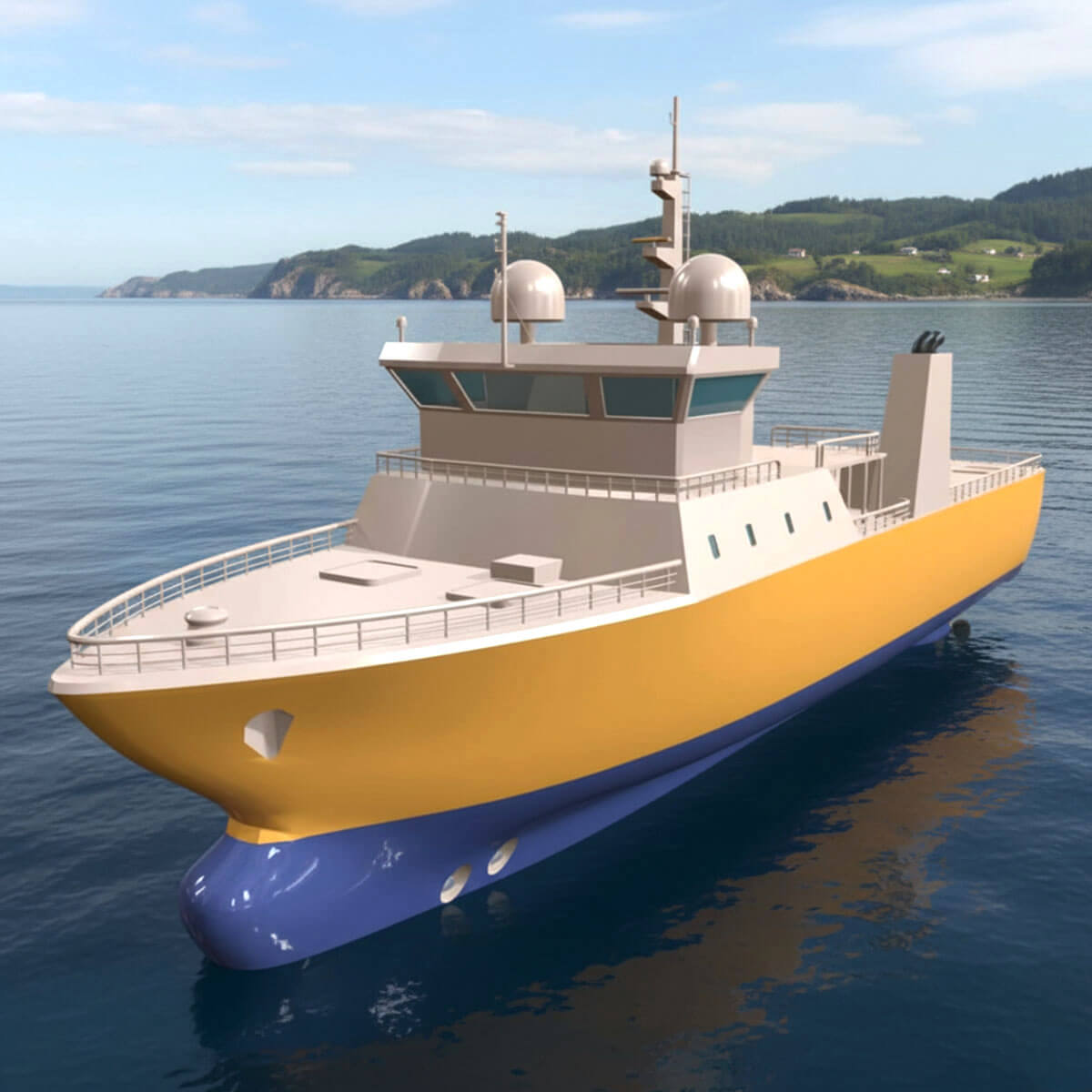 Low Poly Marine Supply Vessel Ship Model 1 3D Render