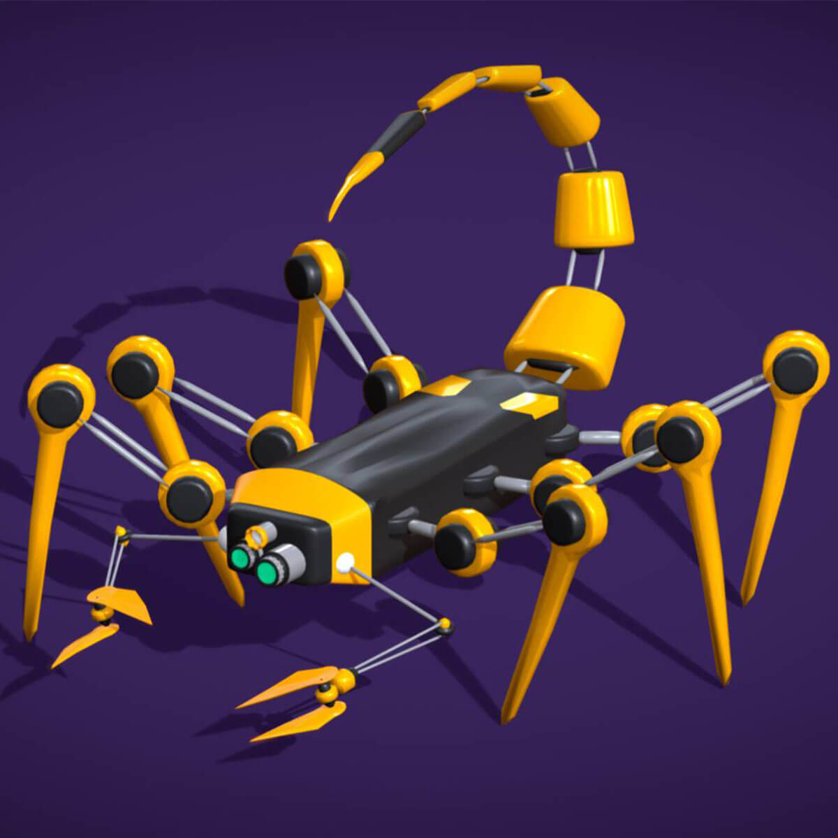 Robotic Scorpion Mechanical Low Poly Cartoon Bot Stylized 3D Model