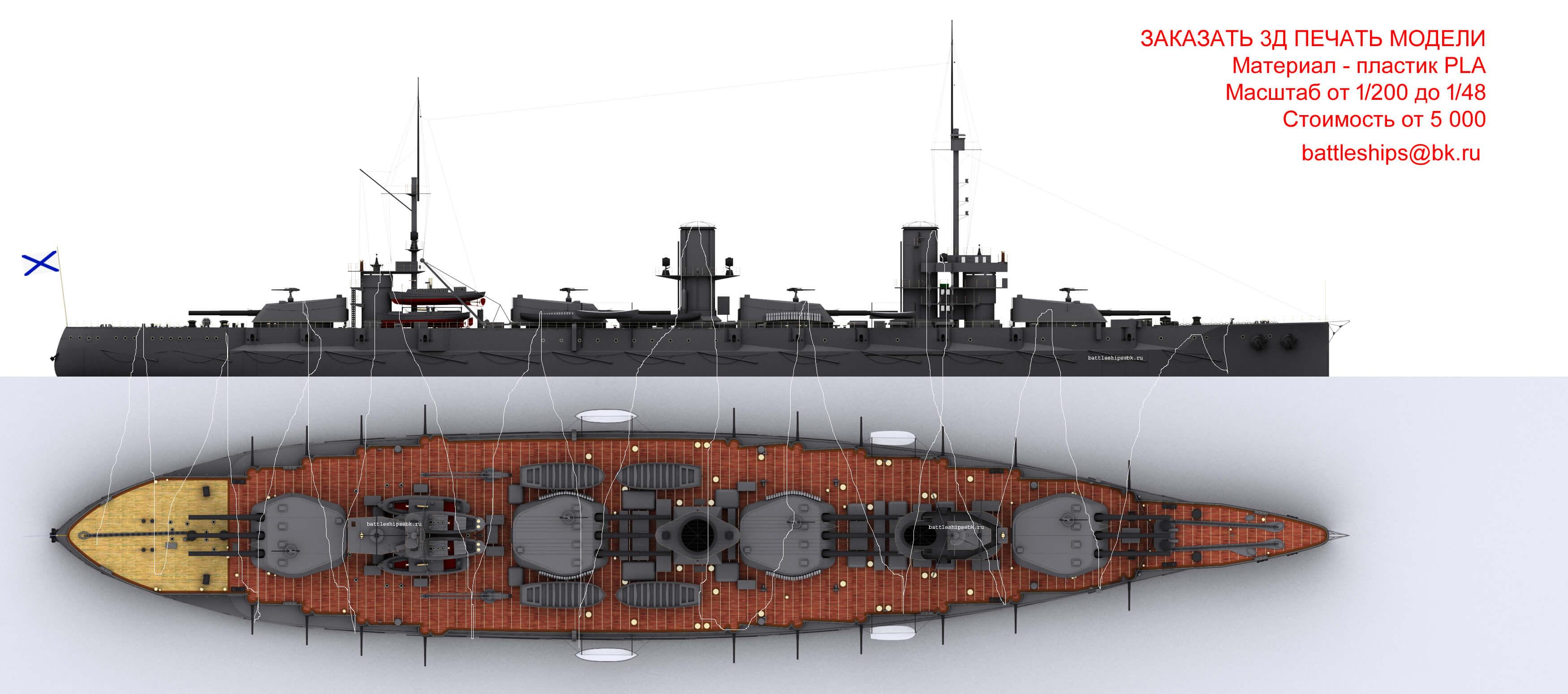 Battleship Imperatritsa Maria 3D Render, Digital Art by Lbvf