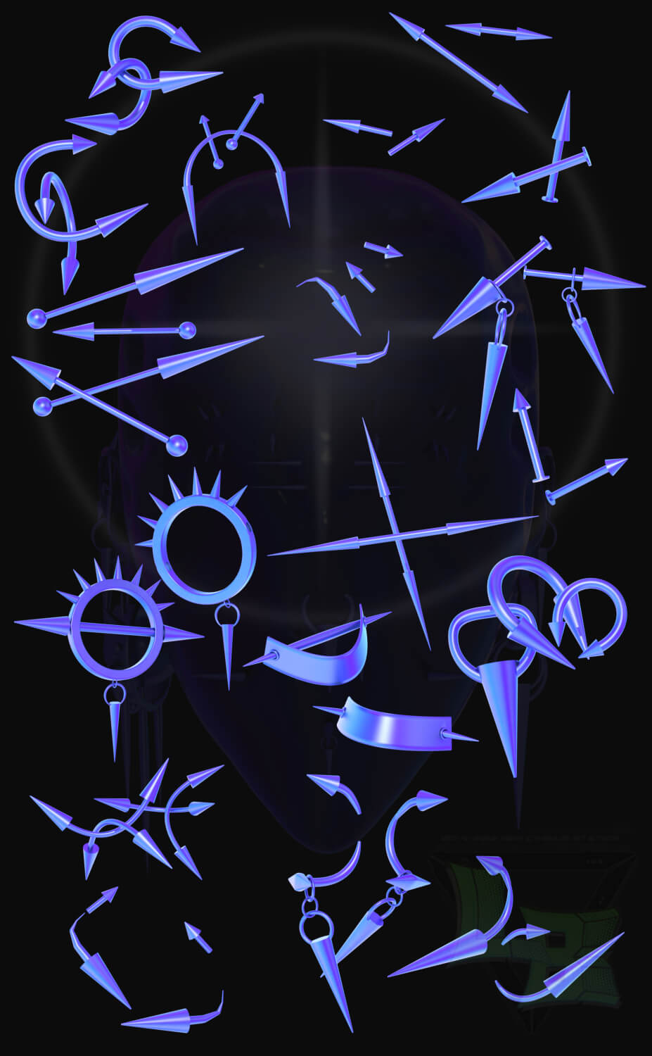 Body Mod Jewelery - Spike Set for G9 Daz Content by LchBch