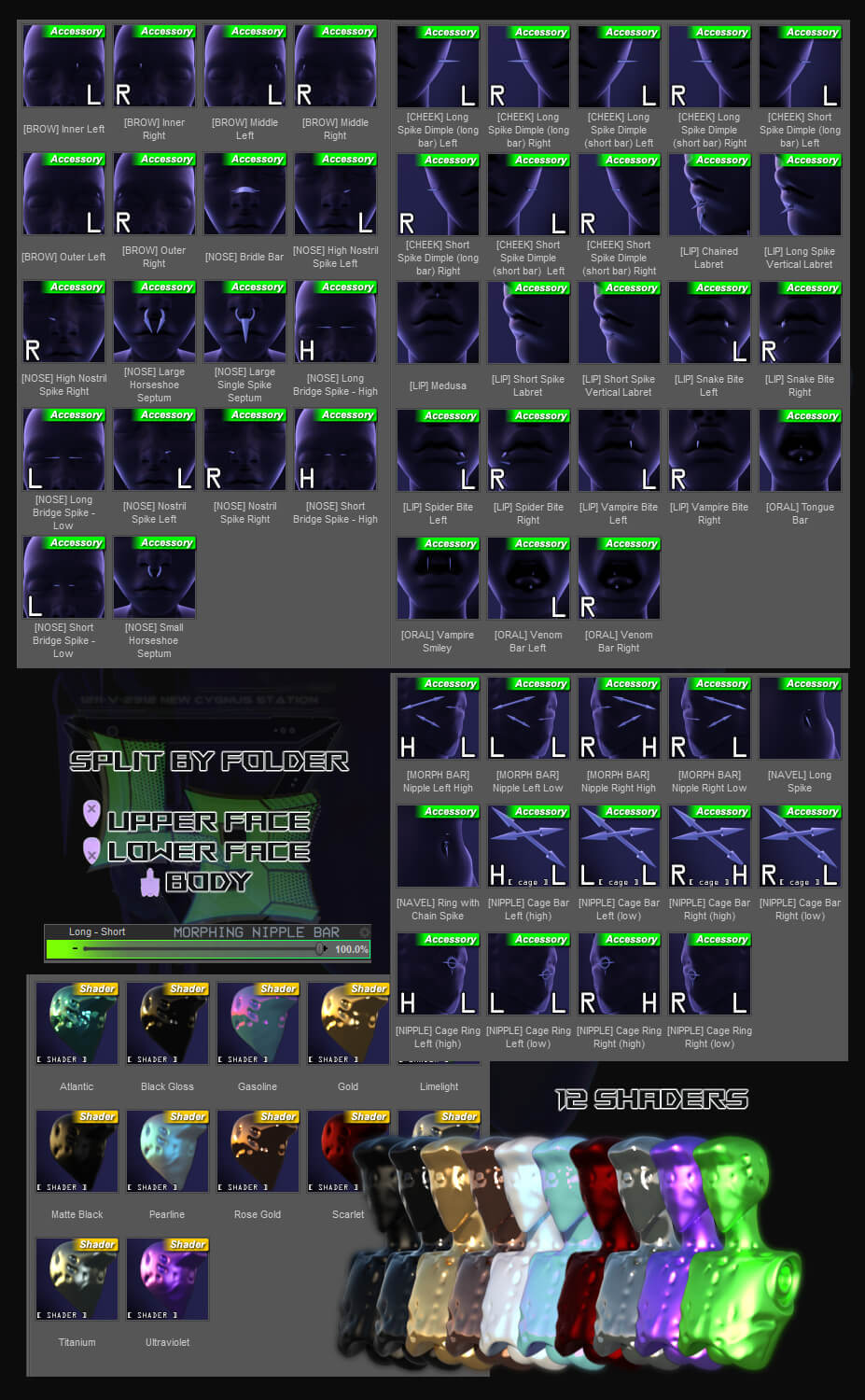 Body Mod Jewelery - Spike Set for G9 Daz Content by LchBch