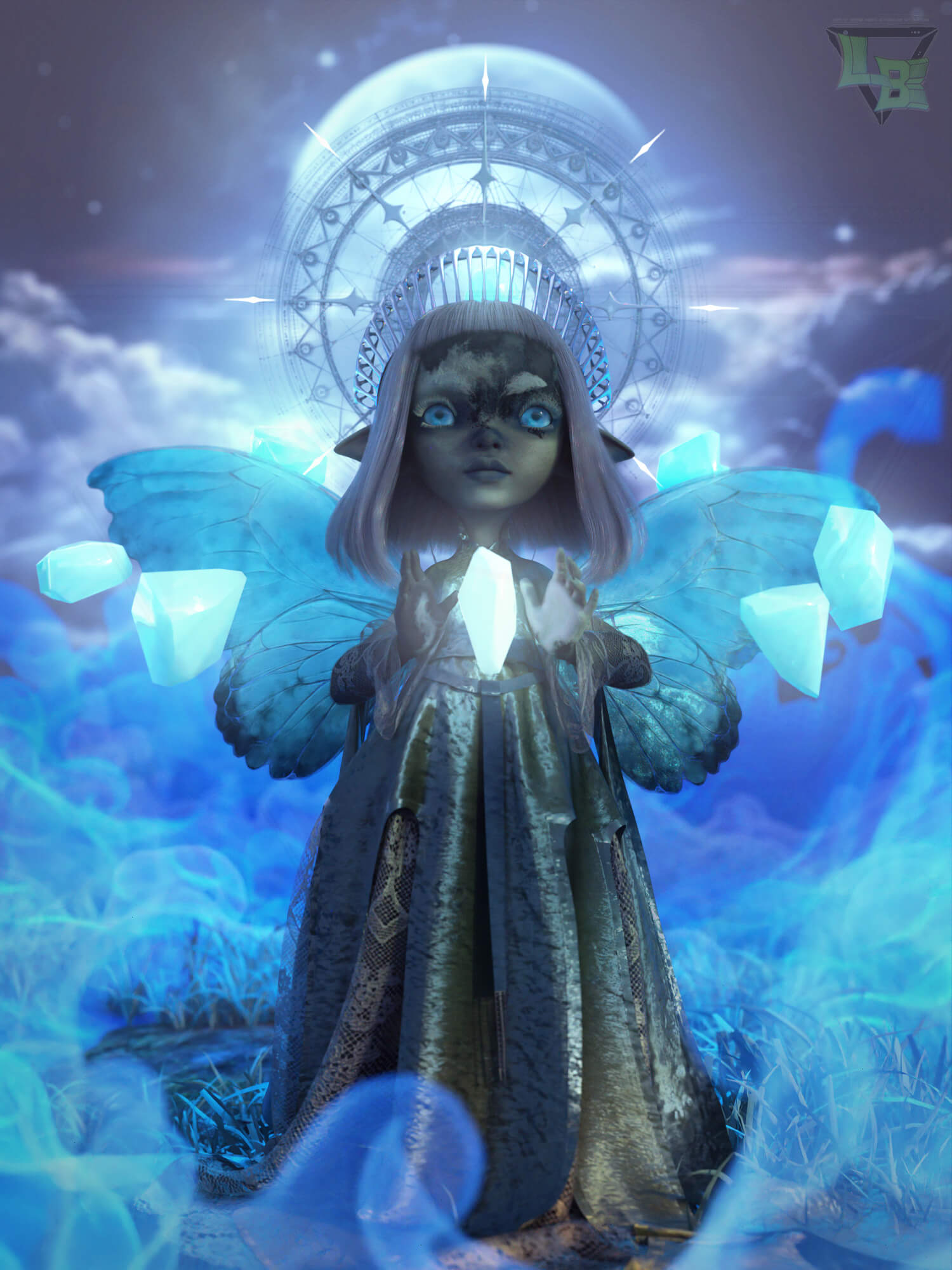 Lunar Spirit 3D Render, Digital Art by LchBch