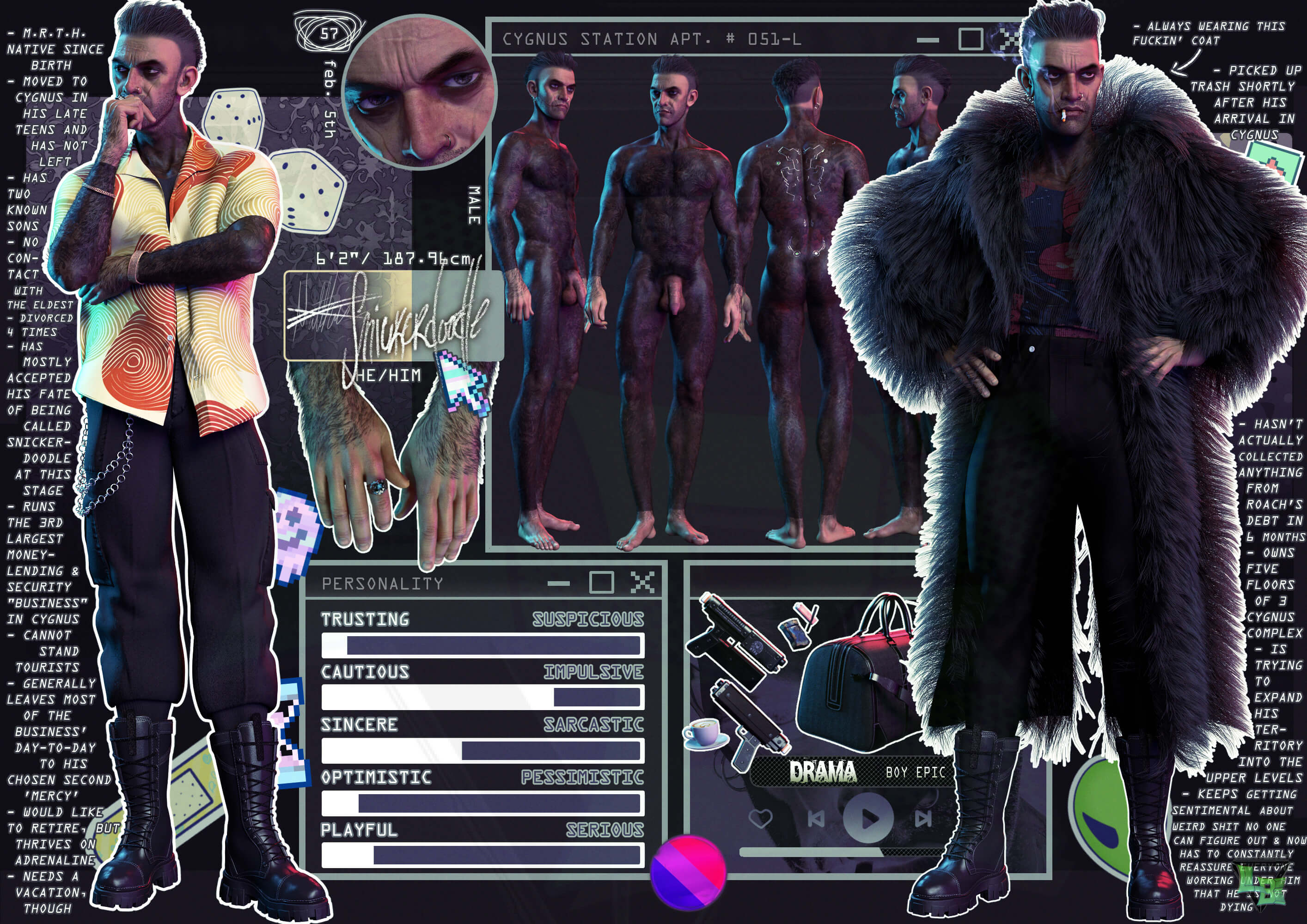 Snickerdoodle OC Sheet 3D Render, Digital Art by LchBch