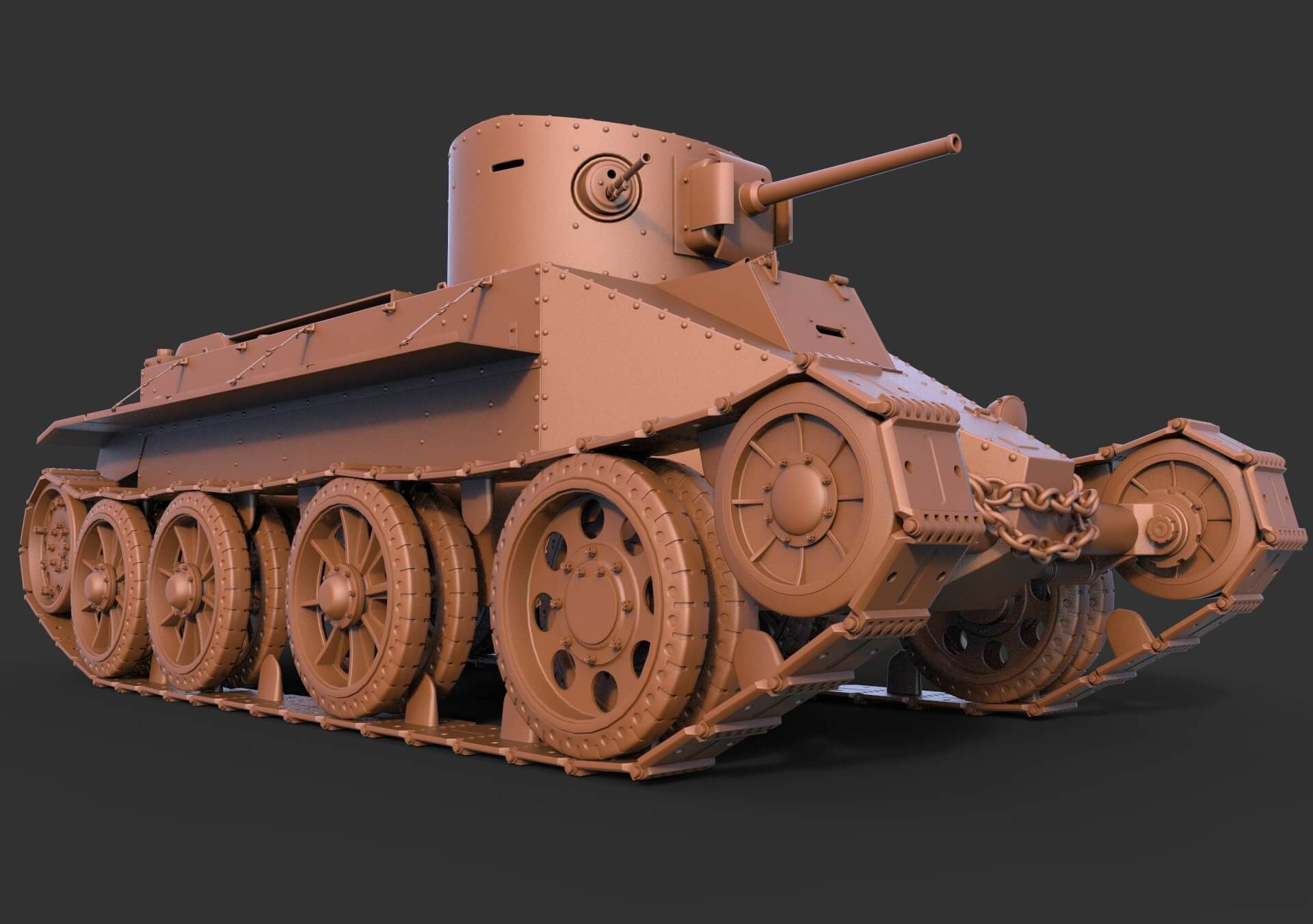 Soviet Tank BT-2 1933 3D Model by lemon4ik