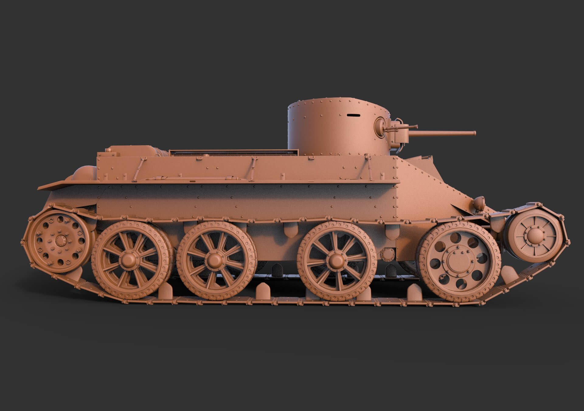 Soviet Tank BT-2 1933 3D Model by lemon4ik