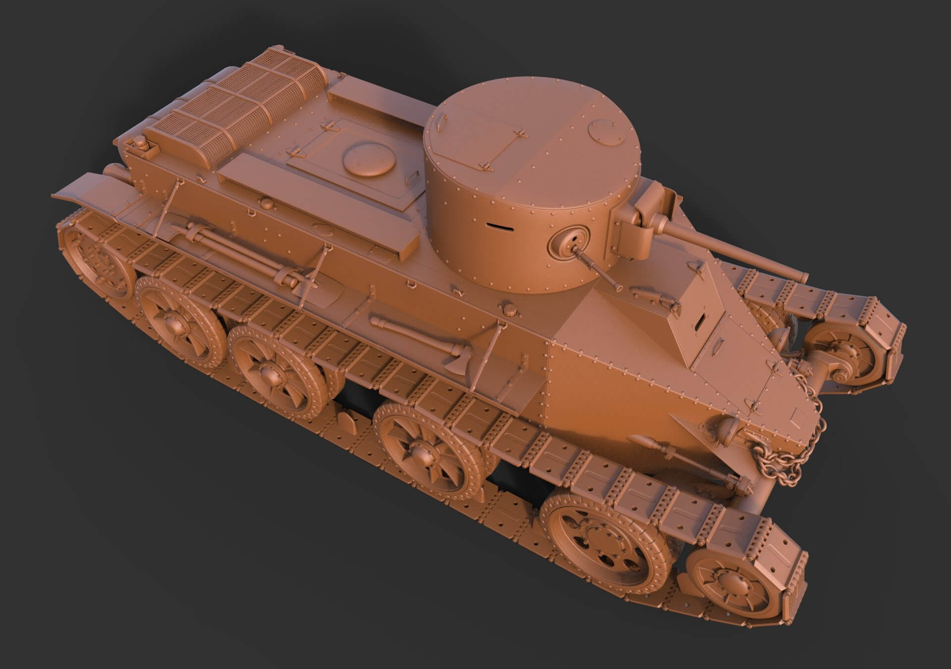 Soviet Tank BT-2 1933 3D Model by lemon4ik