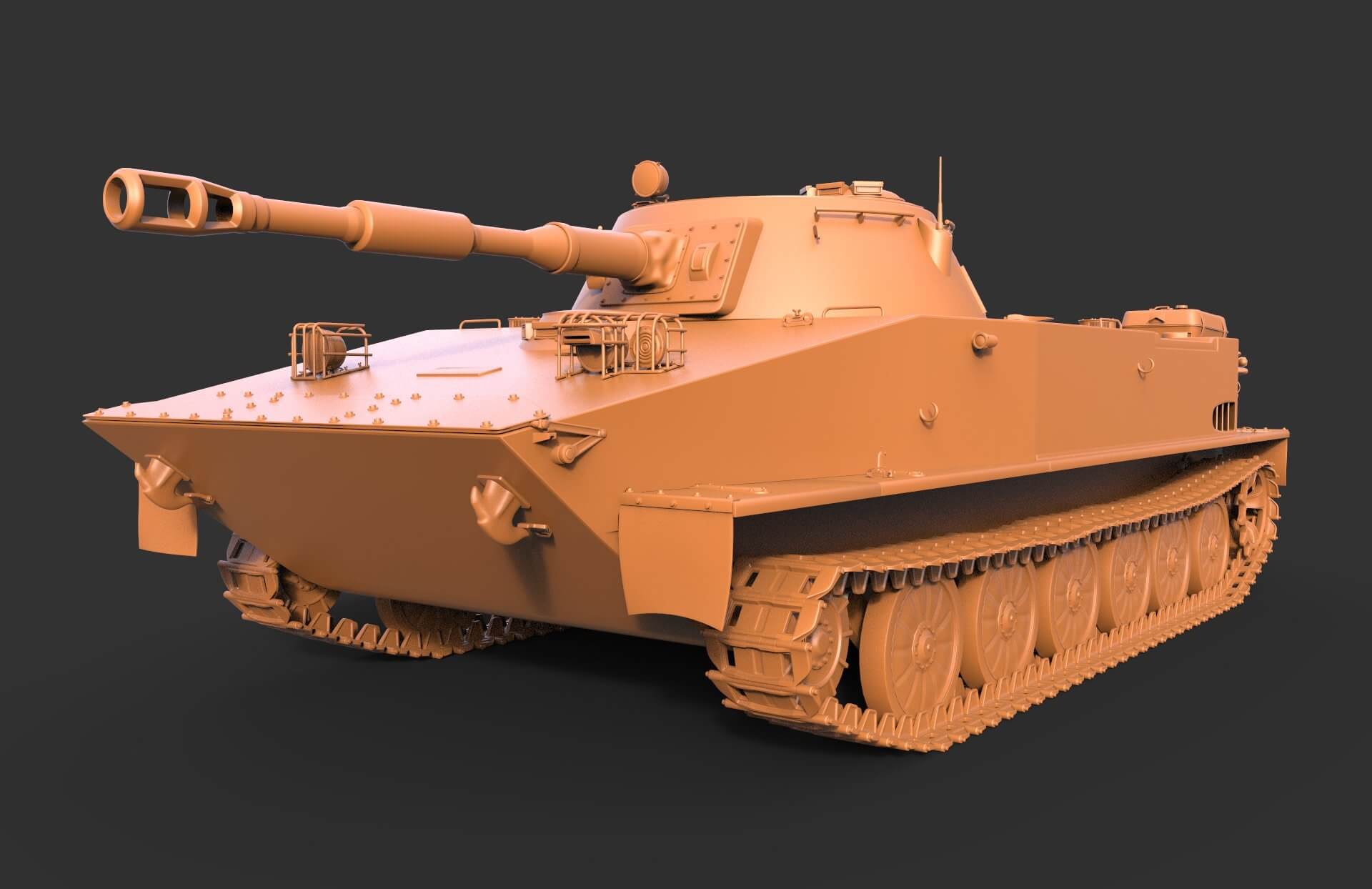 Soviet Tank PT-76 3D Model by lemon4ik