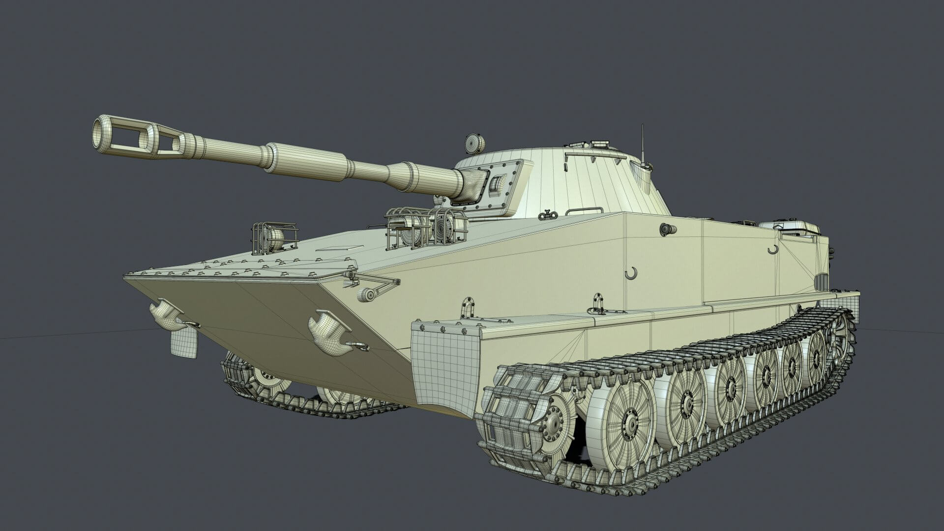 Soviet Tank PT-76 3D Model by lemon4ik