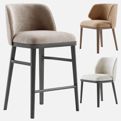 LUM Barstool and LUM Chair - 3D Model by Leo_98