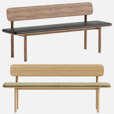 Neva Bench with Backrest - 3D Model by Leo_98