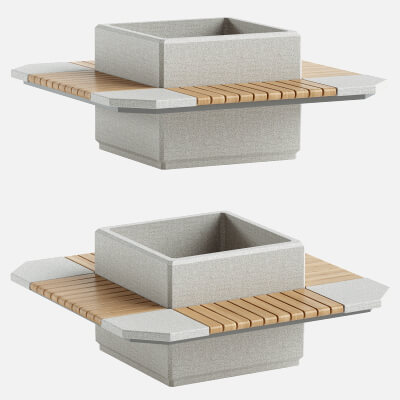 Square Planter Bench 227 - 3D Model by Leo_98