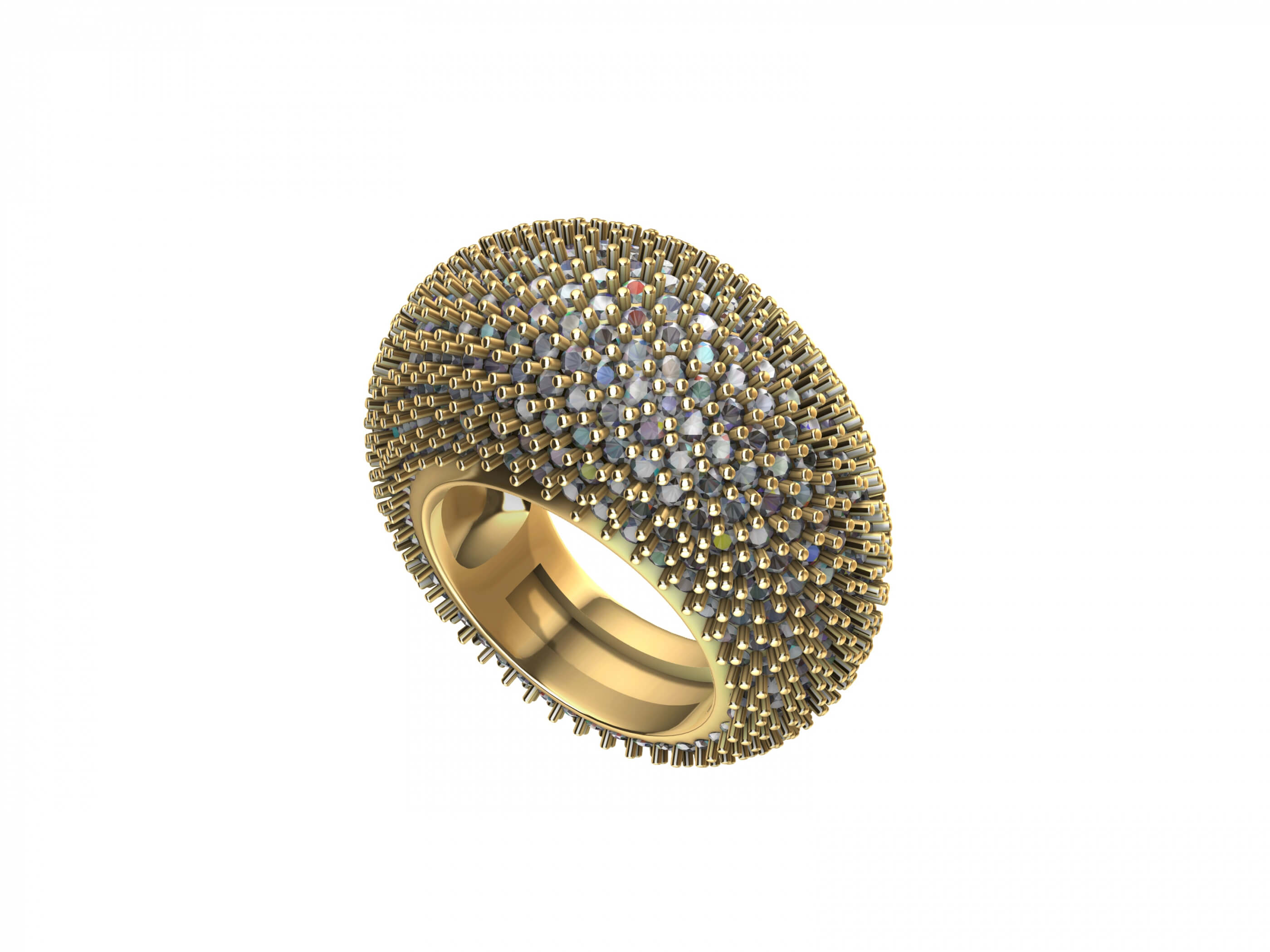 Designer Bombe Full Pave Ring - 3D Model by Lesbijoux