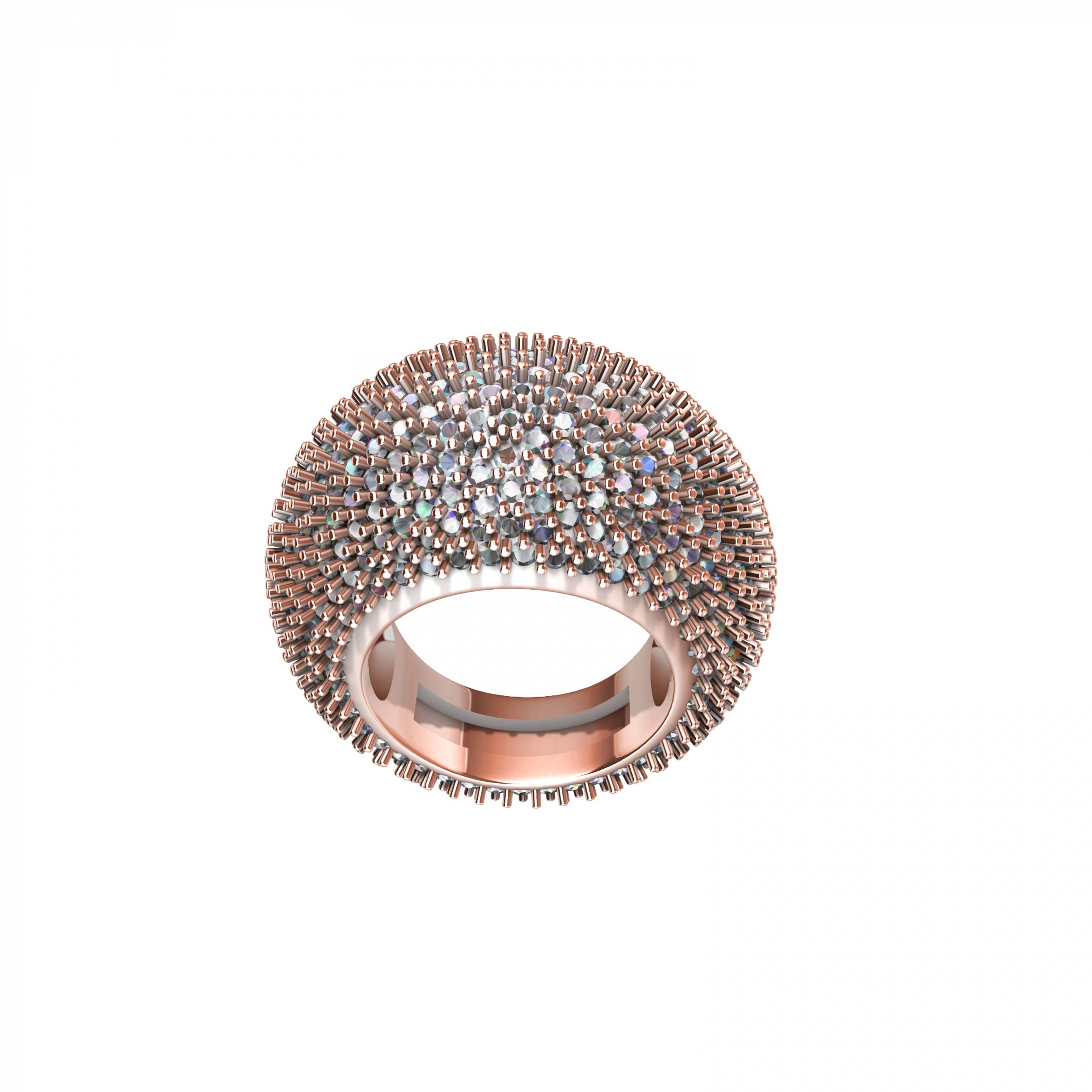Designer Bombe Full Pave Ring - 3D Model by Lesbijoux