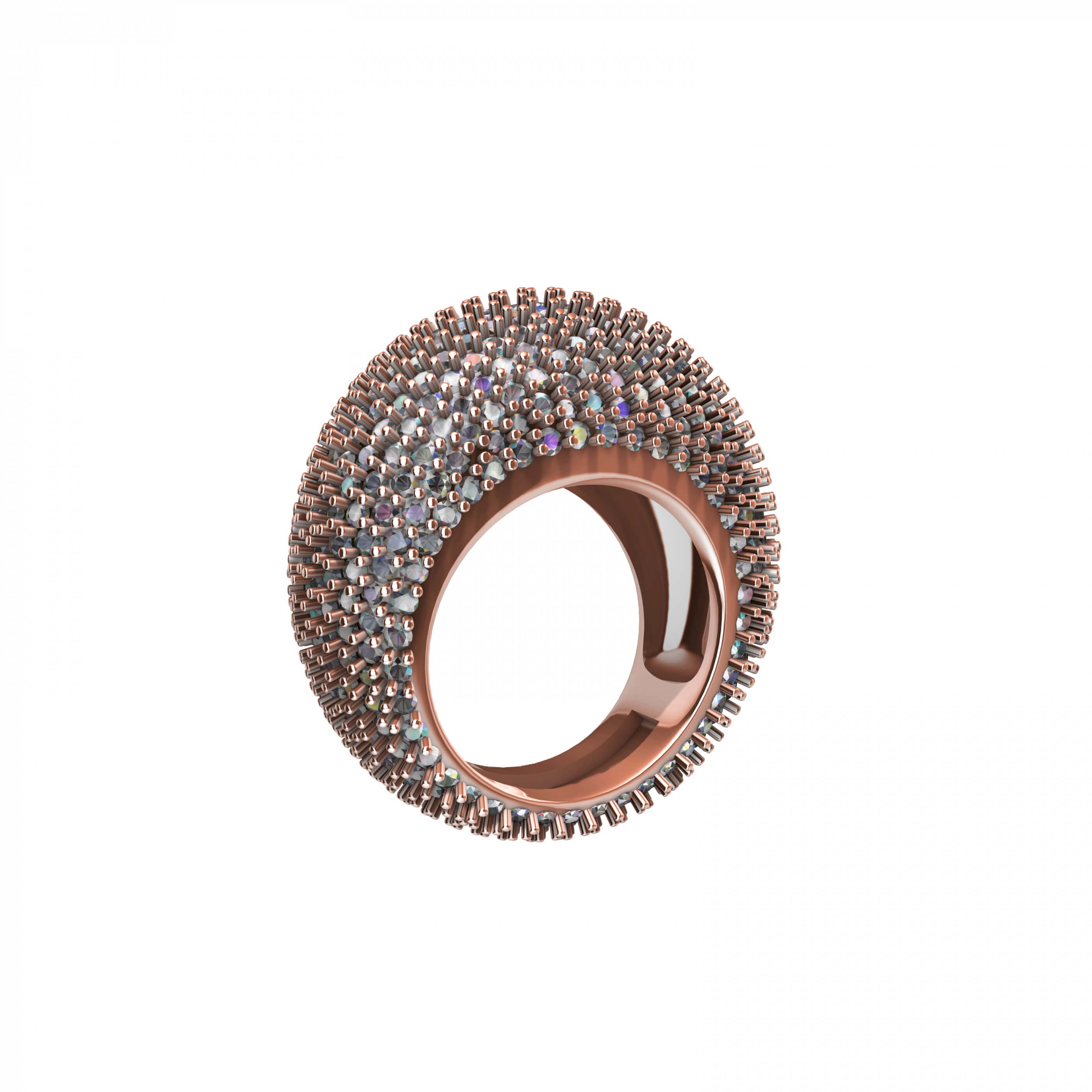 Designer Bombe Full Pave Ring - 3D Model by Lesbijoux