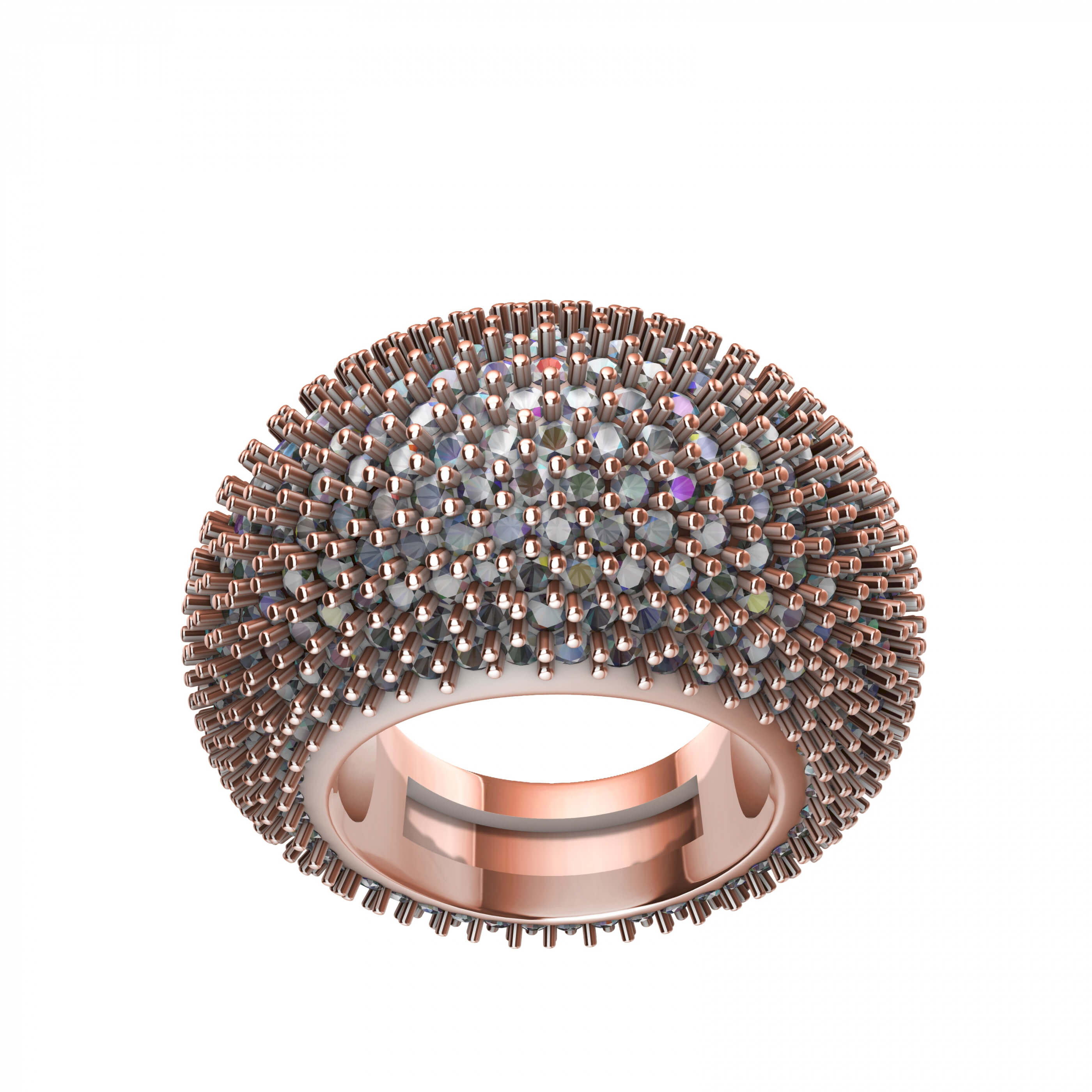 Designer Bombe Full Pave Ring - 3D Model by Lesbijoux