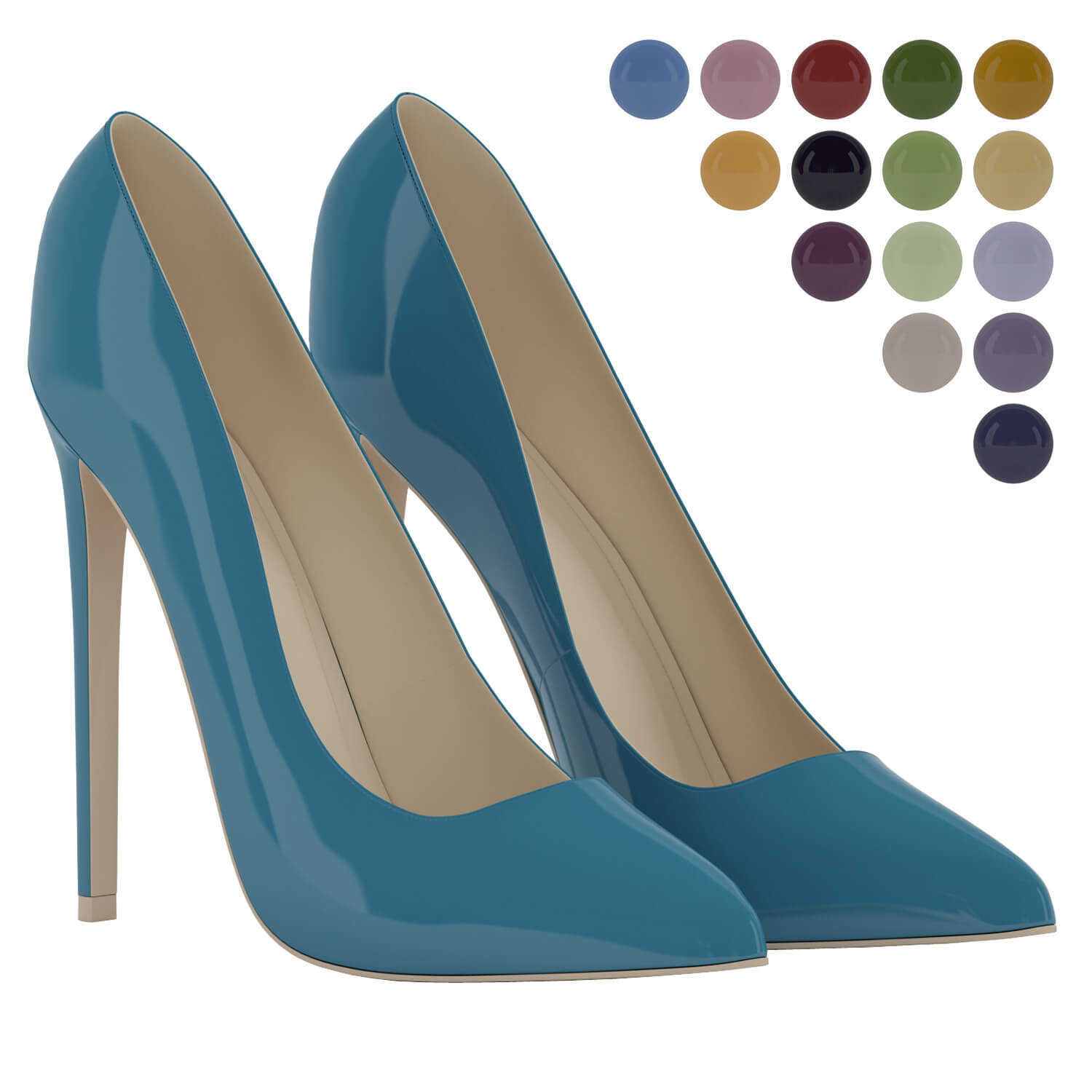 Lacquered Ladies High Heeled Shoes - 3D Model by levasonstudio
