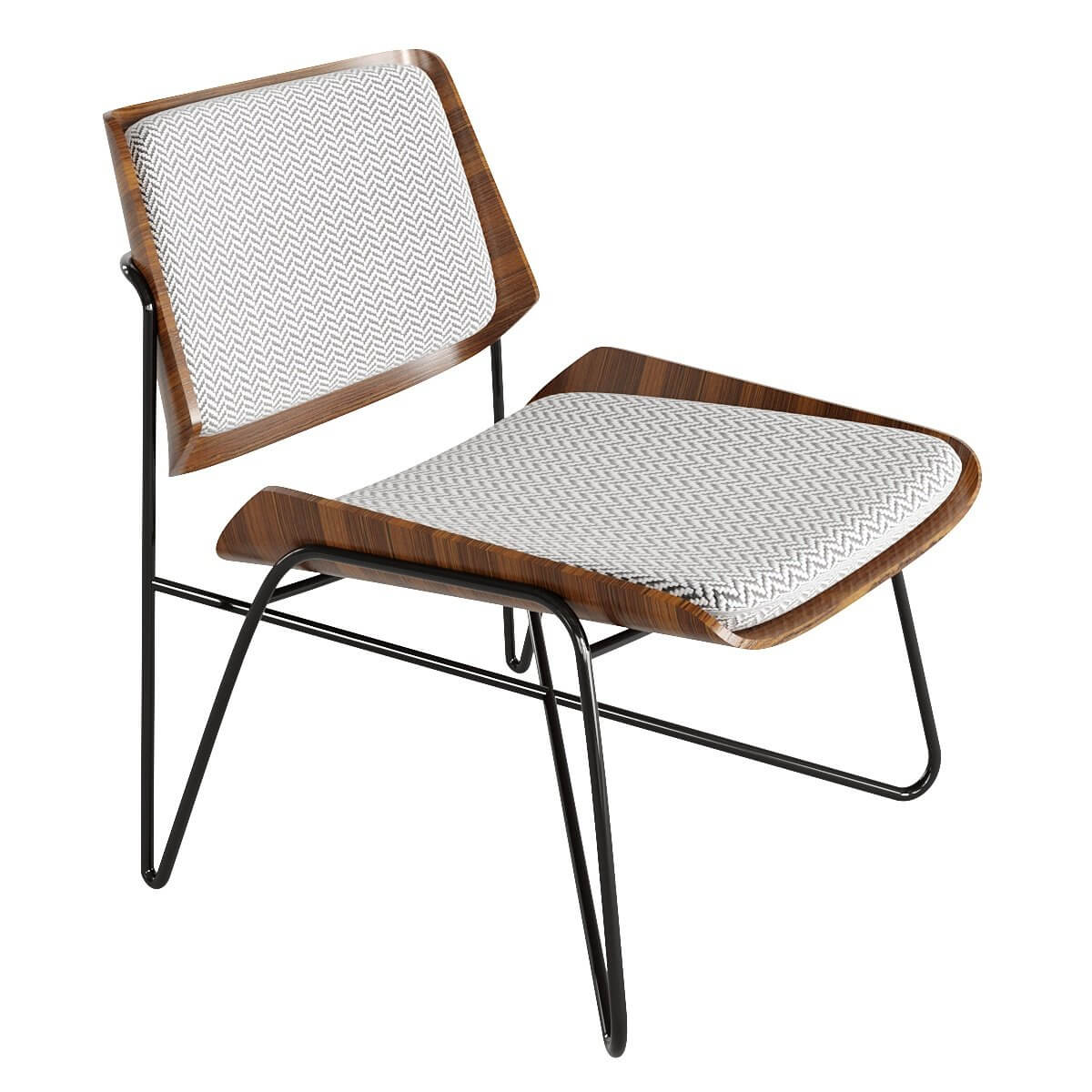 Wooden Lounge Chair with Metal Legs - 3D Model by Lidiia