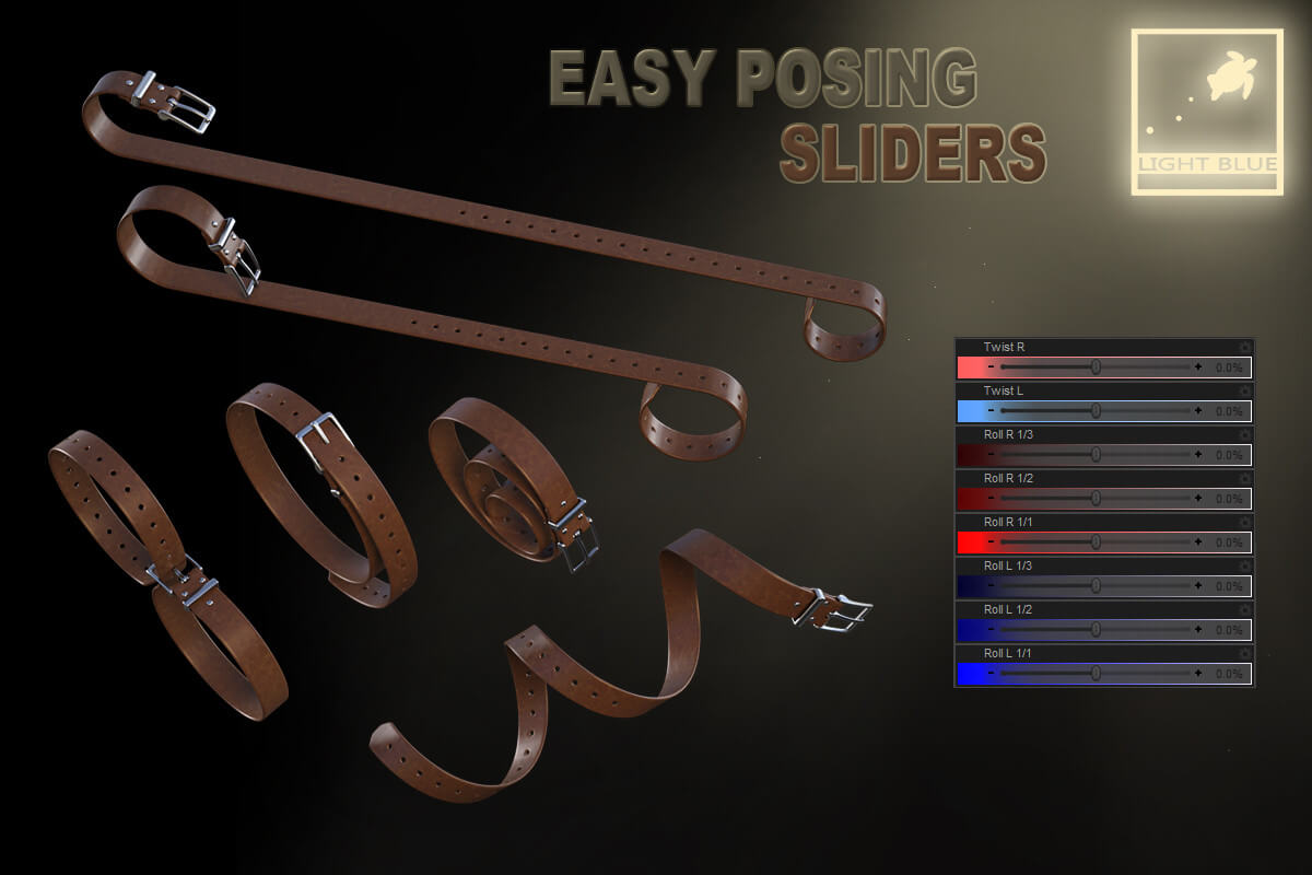 Belt Prop + Decals and Poses - Daz Content by lightBLUE