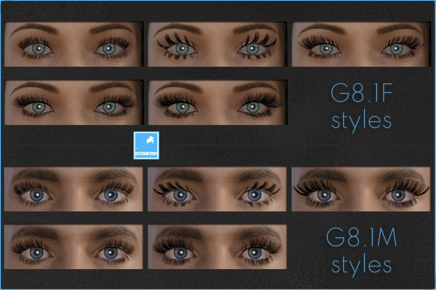Extra Lashes G8.1 - Daz Content by lightBLUE