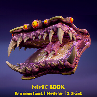 Mimic Book - Rig - Animations - Skins - Game Ready 3D Model by Lil_Pupinduy