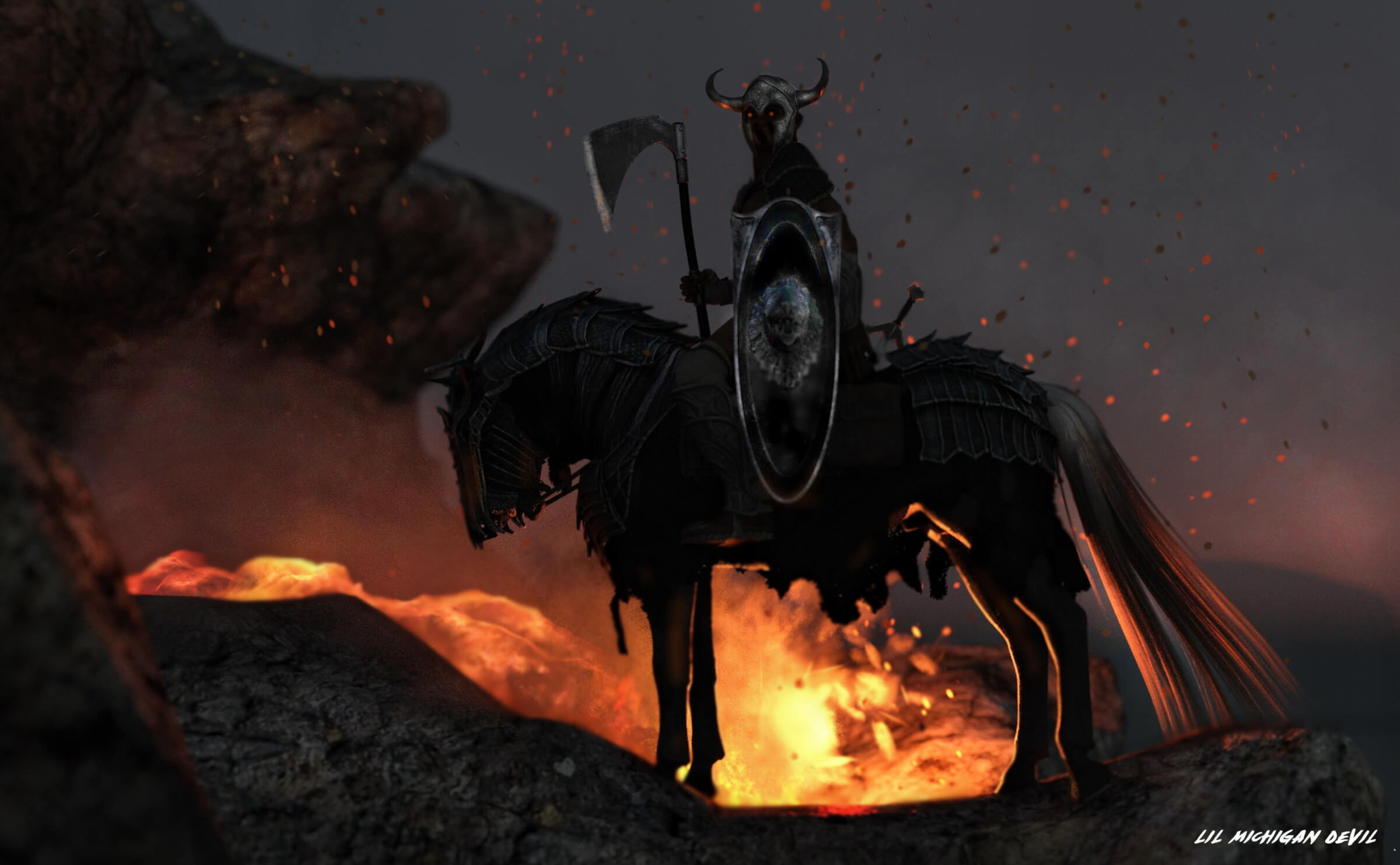 Death Dealer 3D Render, Digital Art by lilmichdevil