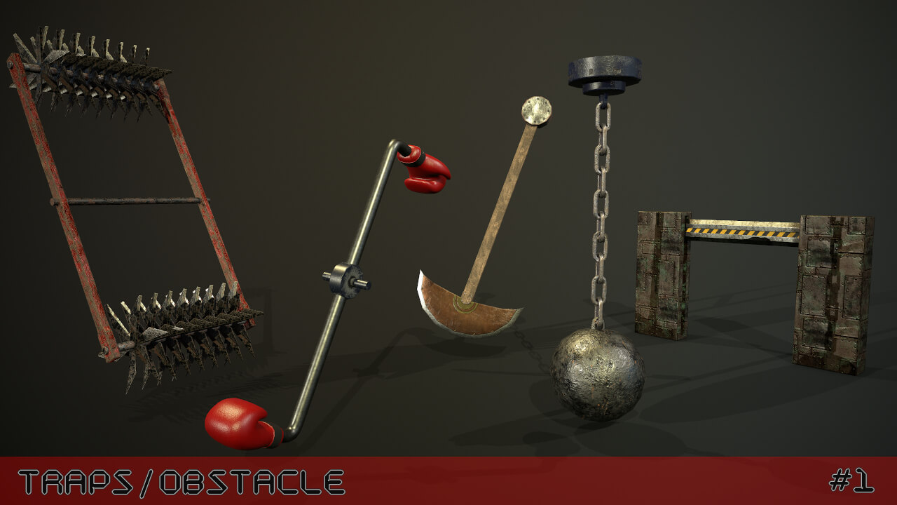 Traps for Game #1 - Asset Game Ready - Obstacle 3D Model by LinearBlack-3D