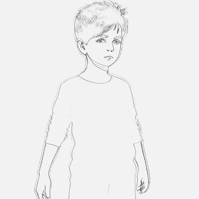 Boy Standing Sketch - Boy Portrait Sketch Stock Image by Lineora-sketch