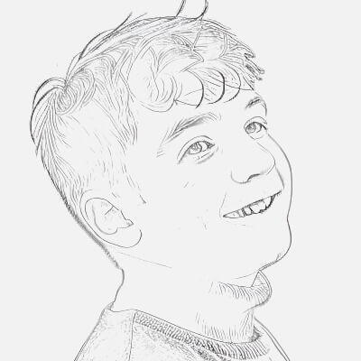 Minimalist Boy Sketch with Calm Expression - Stock Image by Lineora-sketch