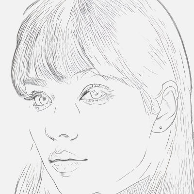 Sketch of a Girl: A Simple Drawing Showing Beauty in a Calm - Stock ...