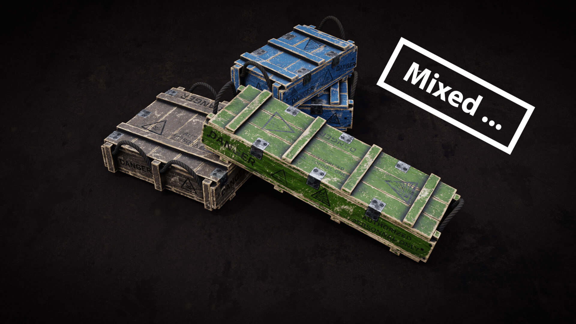 Wood Army Crates - Pack of 3 Sizes With 4 Texture Set Each 3D Model by ...