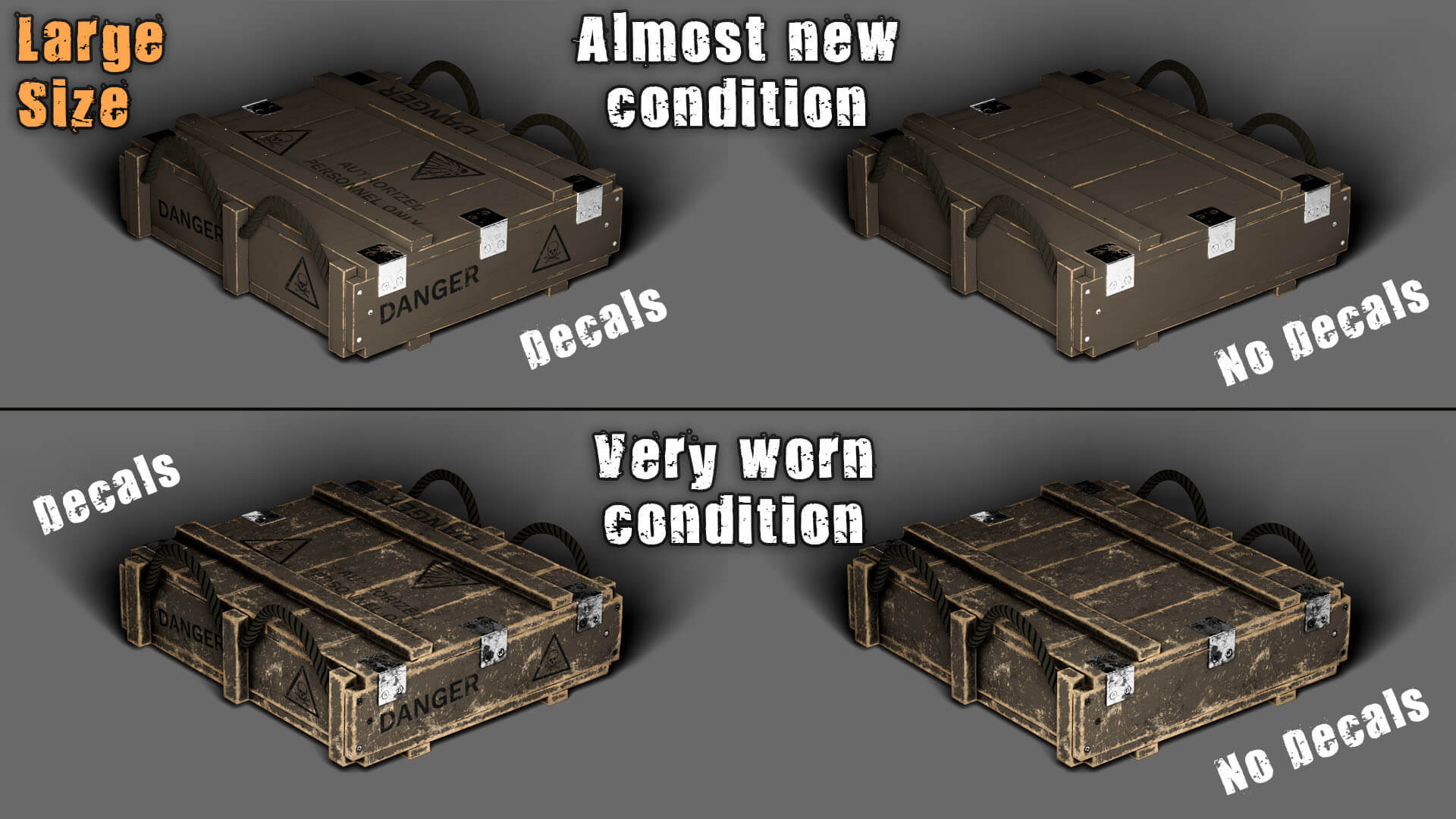 Wood Army Crates - Pack of 3 Sizes With 4 Texture Set Each 3D Model by ...