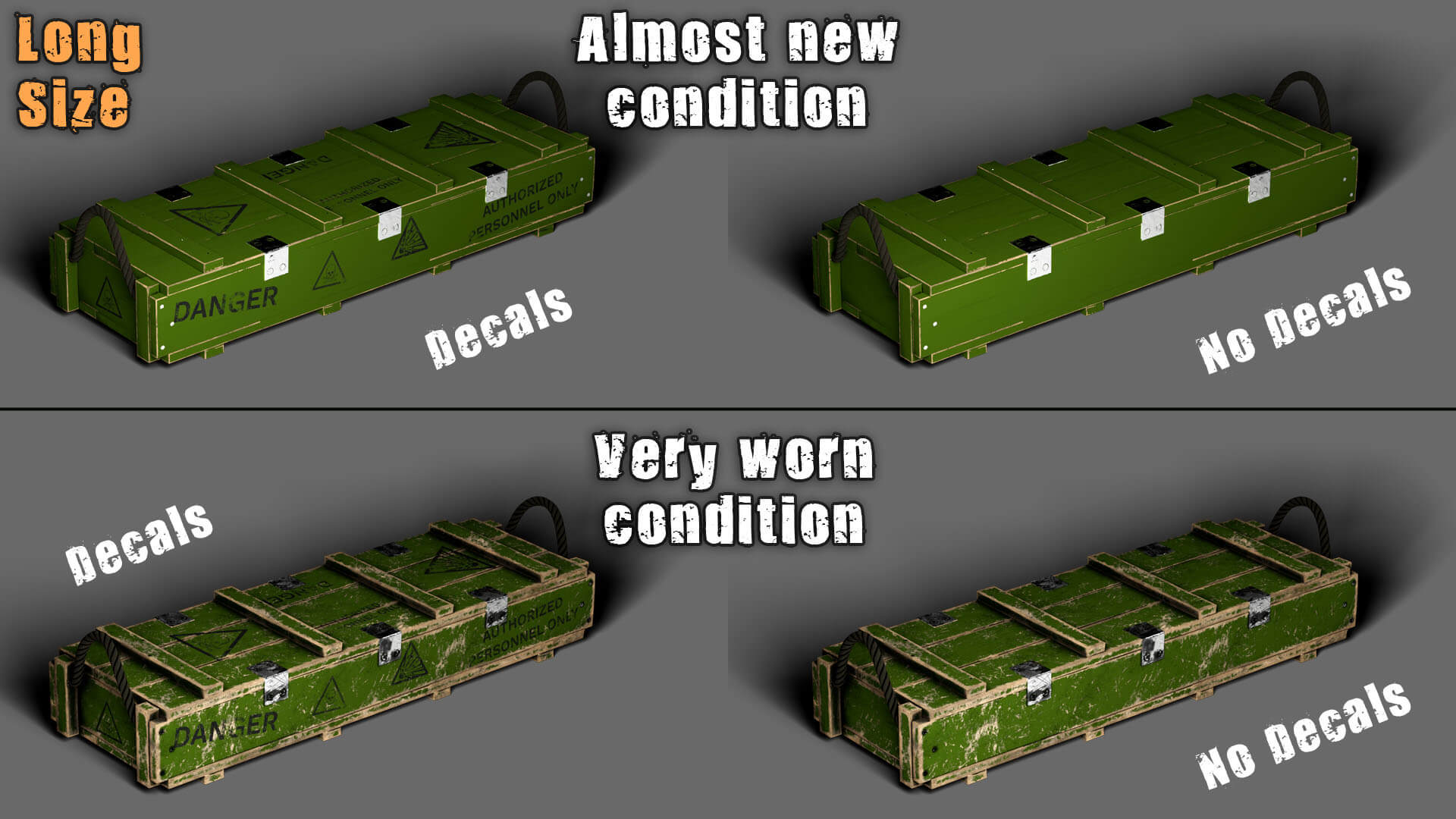 Wood Army Crates - Pack of 3 Sizes With 4 Texture Set Each 3D Model by ...