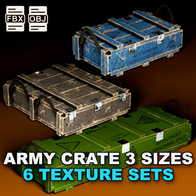 Wood Army Crates - Pack of 3 Sizes With 4 Texture Set Each 3D Model by ...