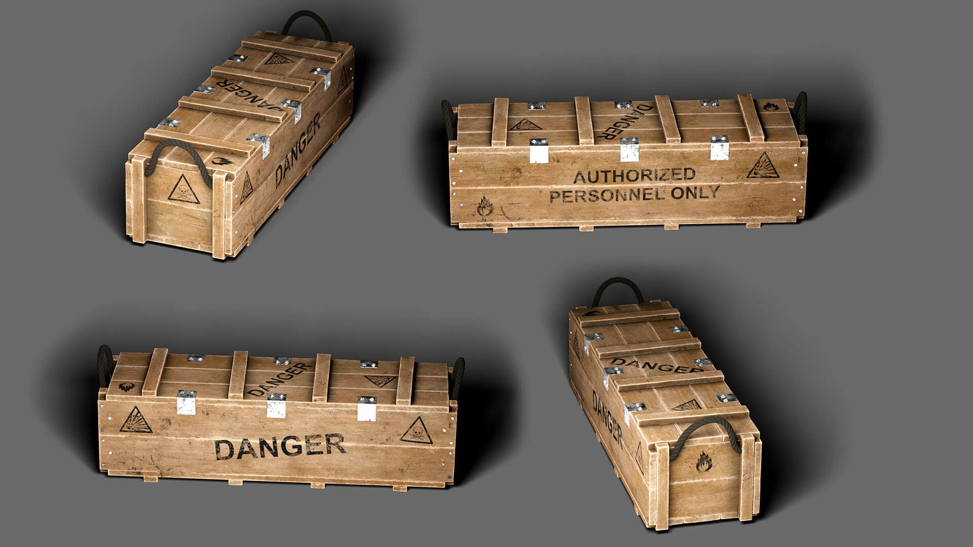 Wood Crates Pack Of 2 Different Sizes With 4 Texture Sets 3d Model By Lionelalvergnas
