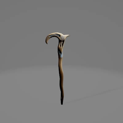 Driftwood Walking Stick - 3D Model by LionInSuit3D