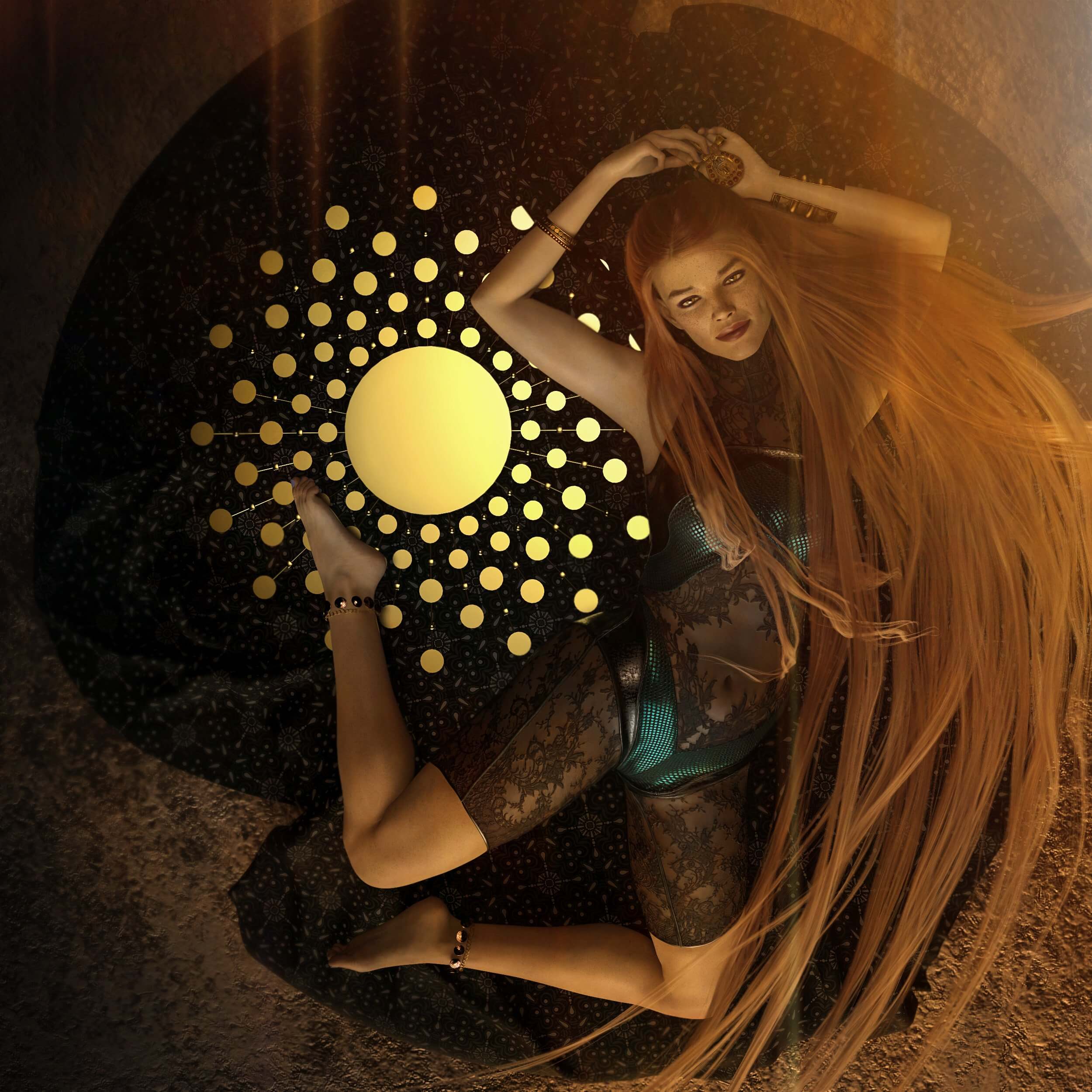 That Golden Moment 3D Render, Digital Art by lionqueen