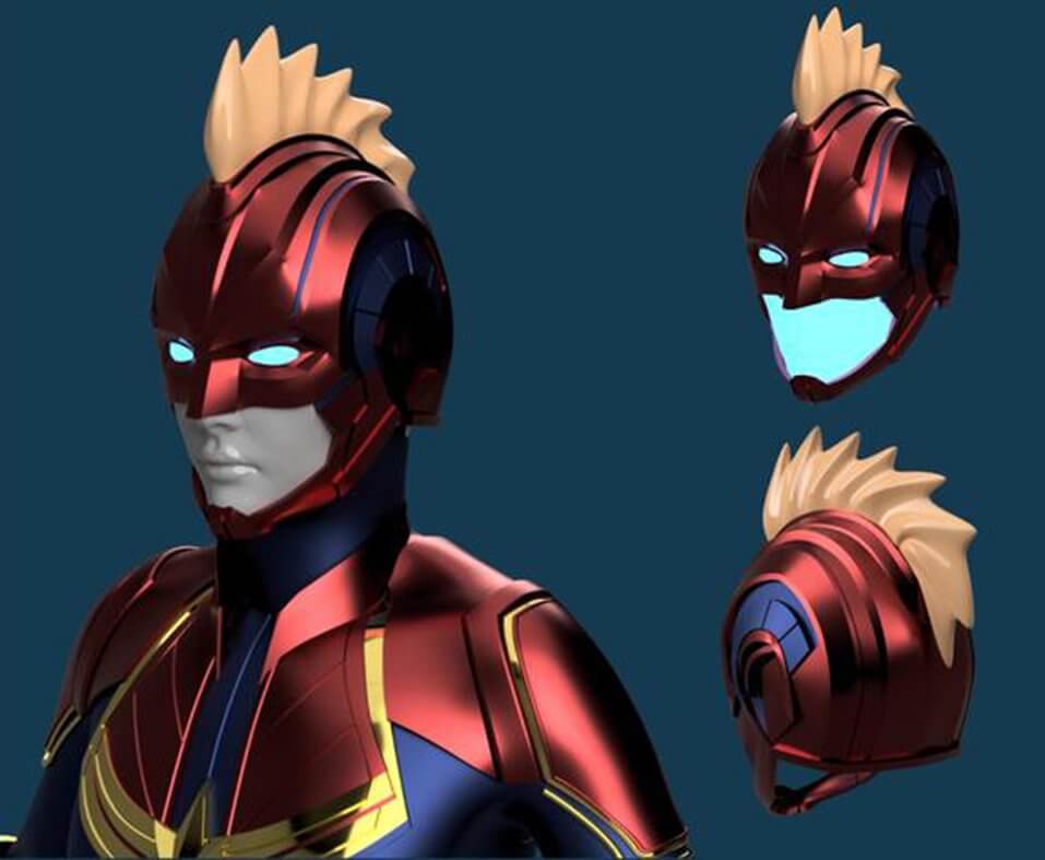 Captain Marvel Helmet - 3D Model by LisaHenniga