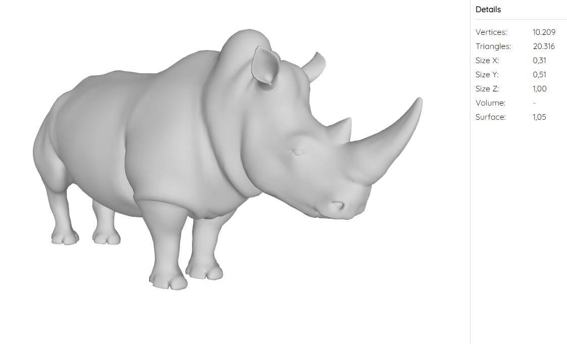 Rhino Animal - 3D Model by LisaHenniga