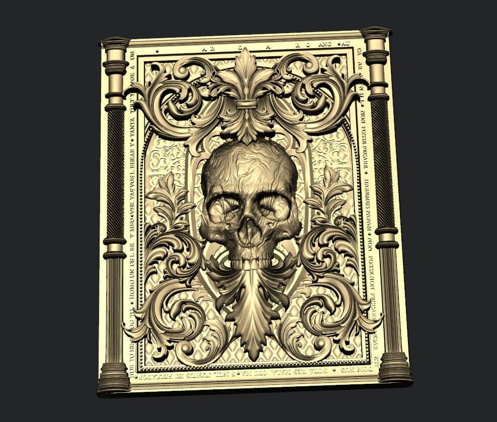 Skull Relief - 3D Model by LisaHenniga